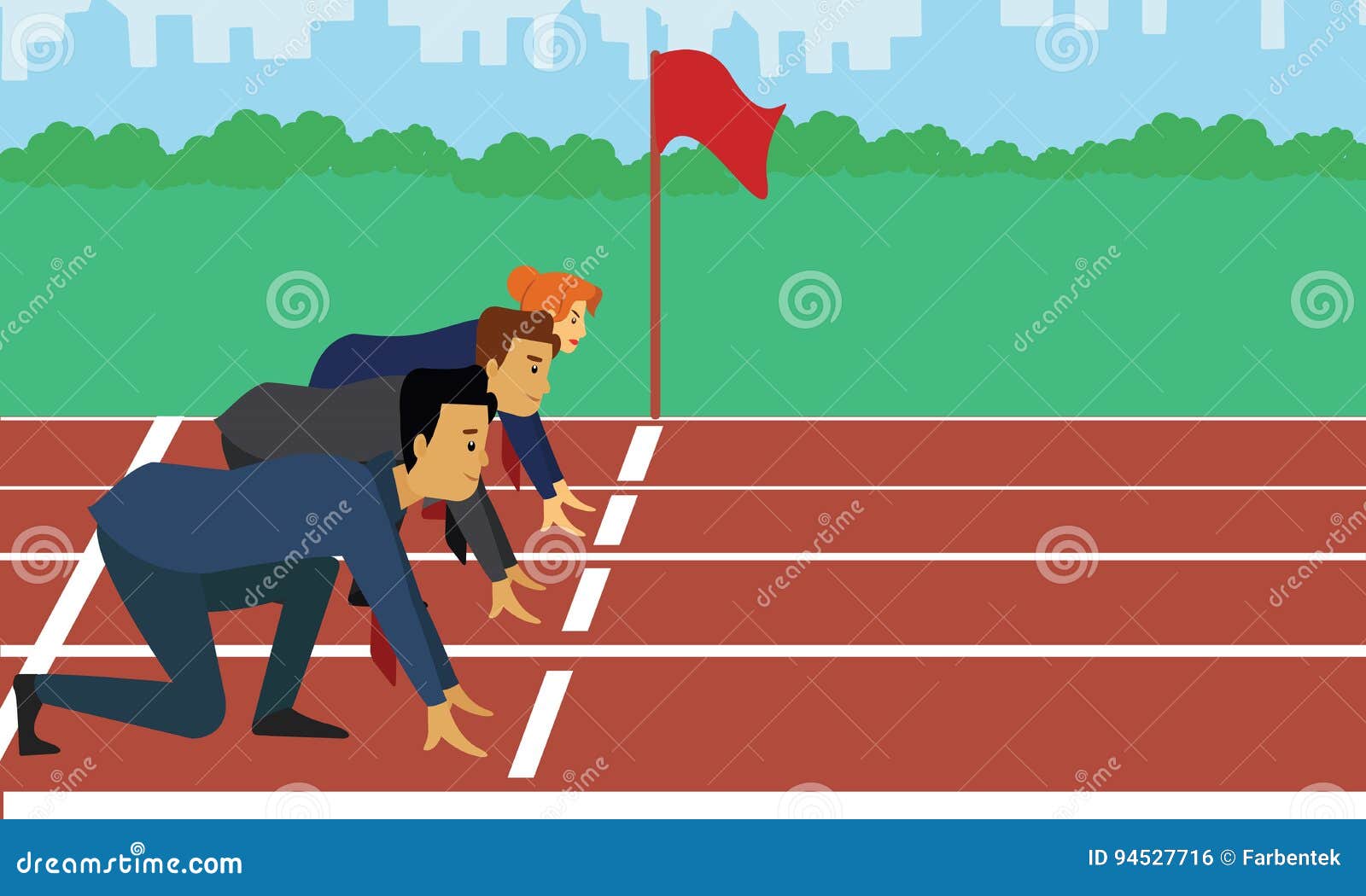 Confident Business People Getting Ready for Race. Stock Illustration ...