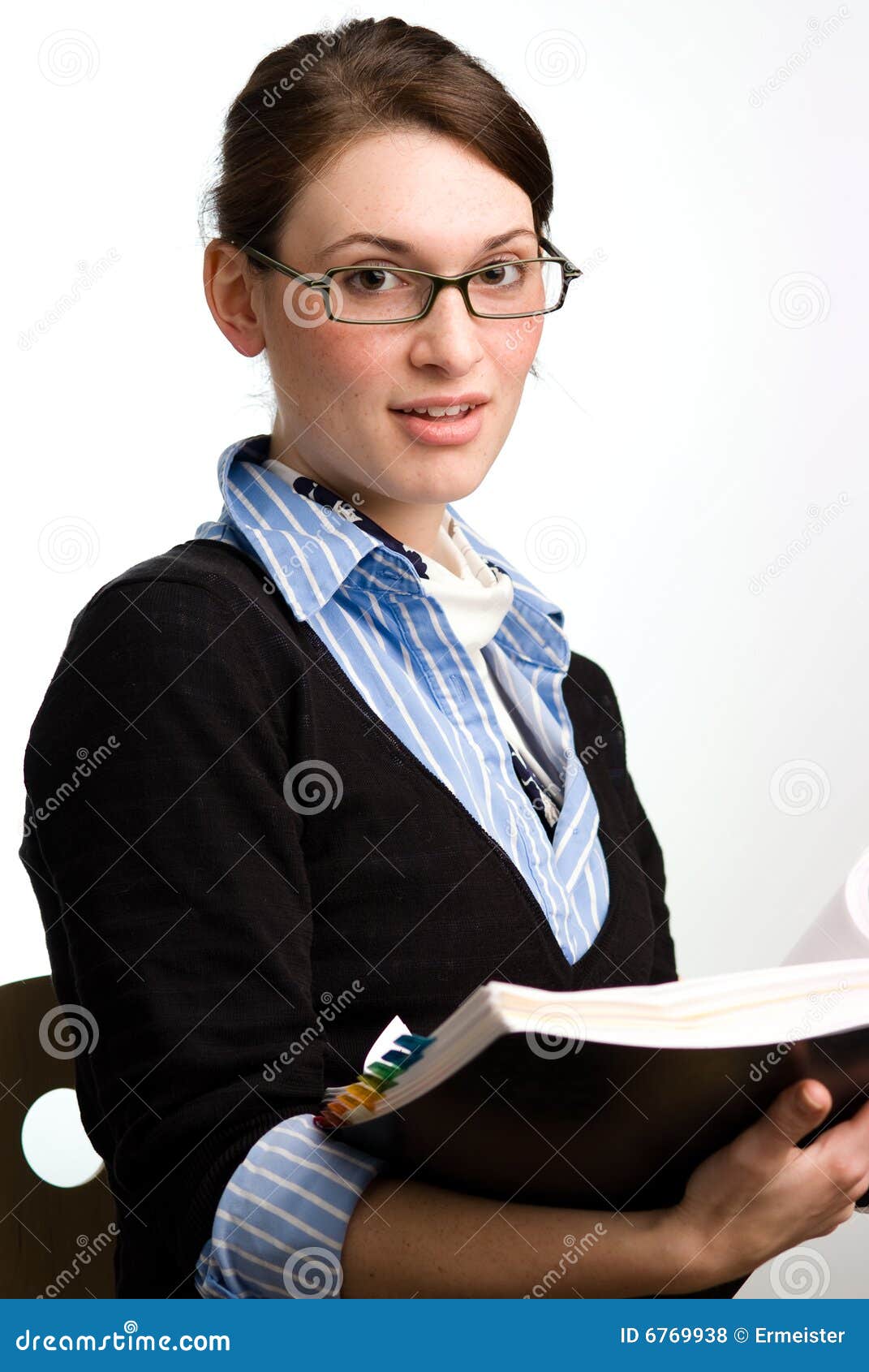 Confident Business Woman or Accountant Reading Stock Photo - Image of ...