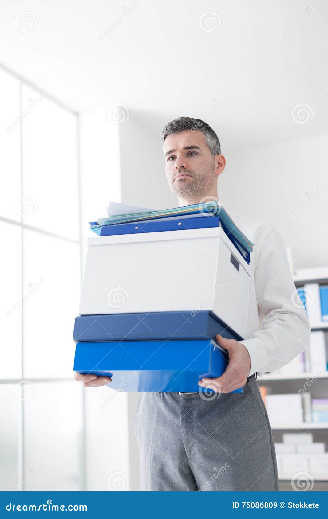 Confident Businessman Carrying Boxes Stock Image - Image of business ...