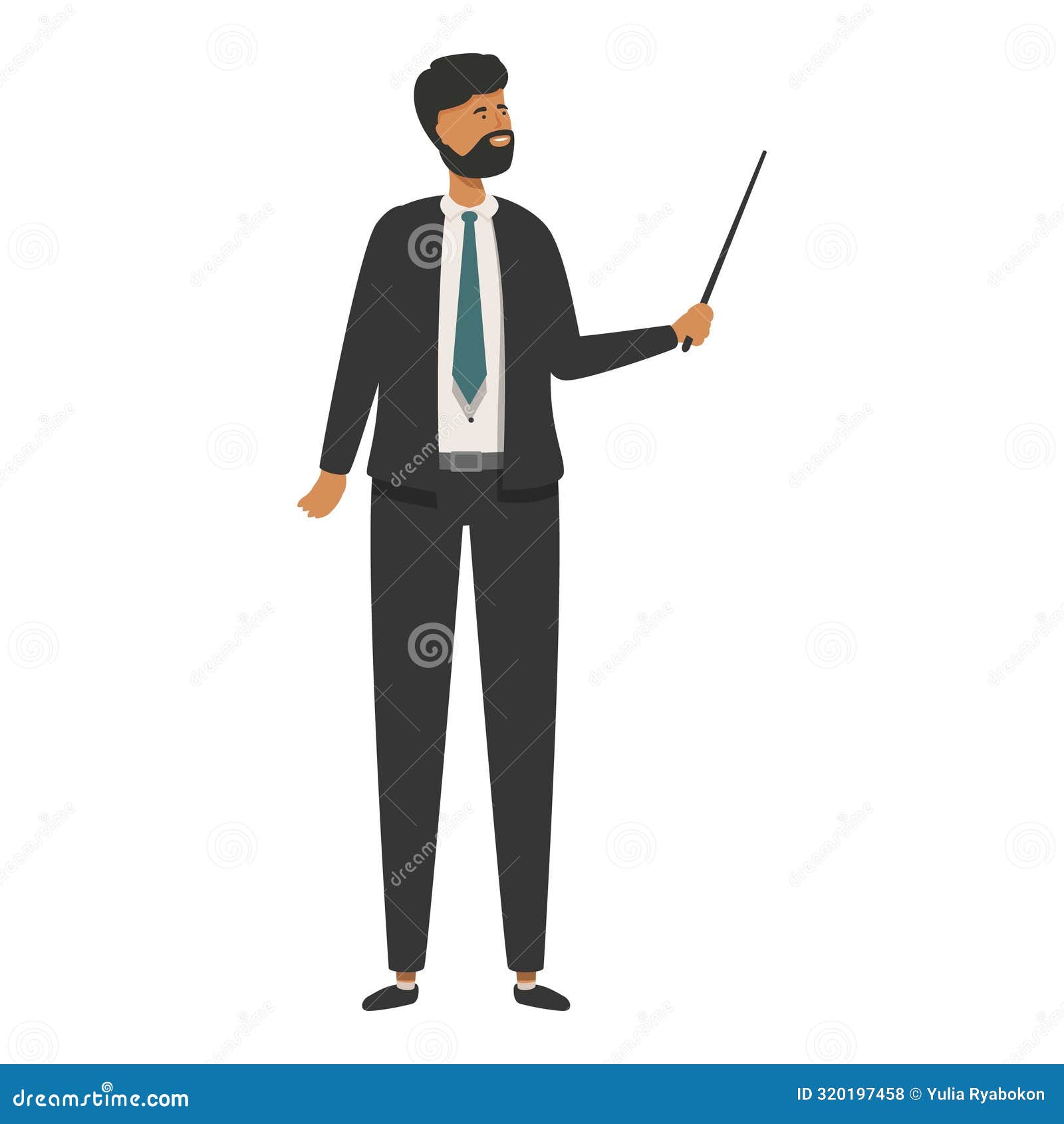 Confident Businessman Giving Presentation with Pointer Stock Vector ...