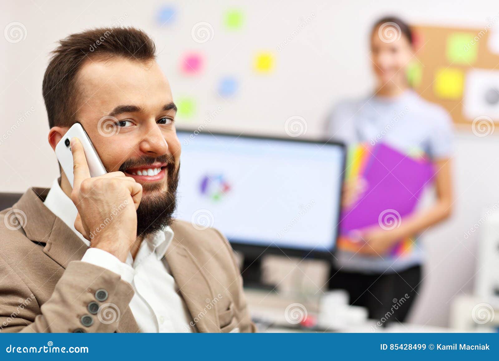 Confident Businessman and His Assistant in the Office Stock Image ...