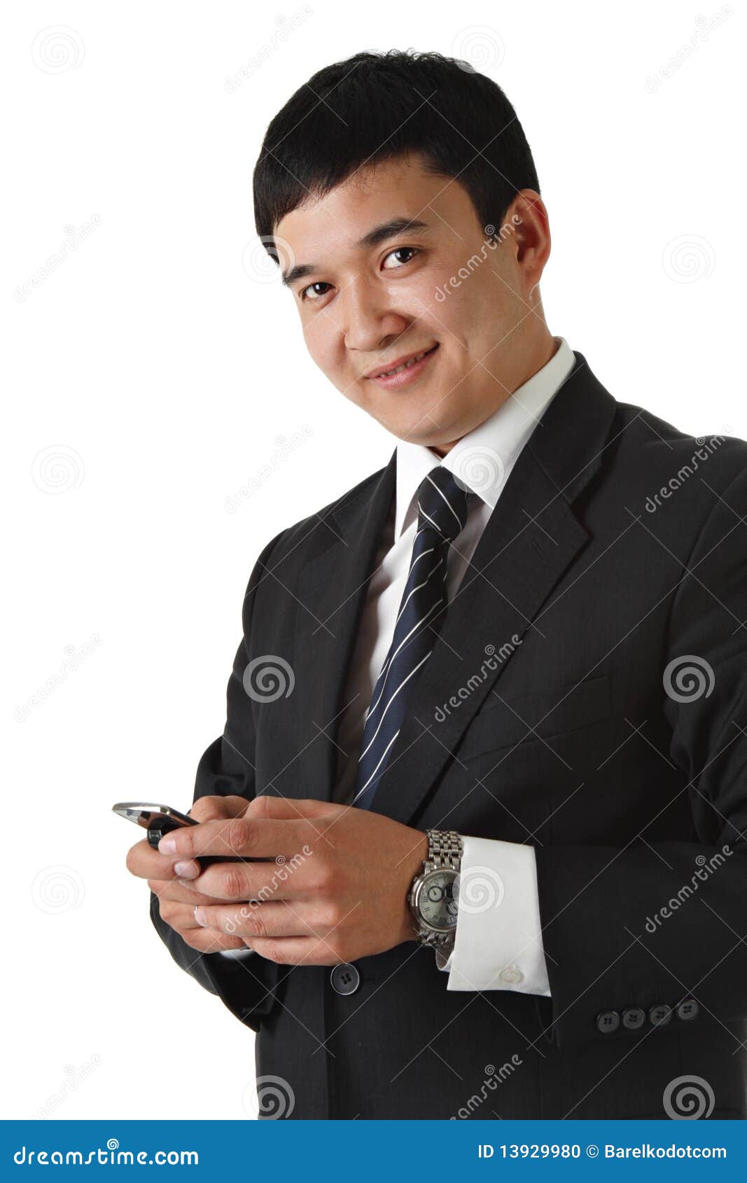 Confident Businessman Holding Cell Phone Stock Photo - Image of cell ...