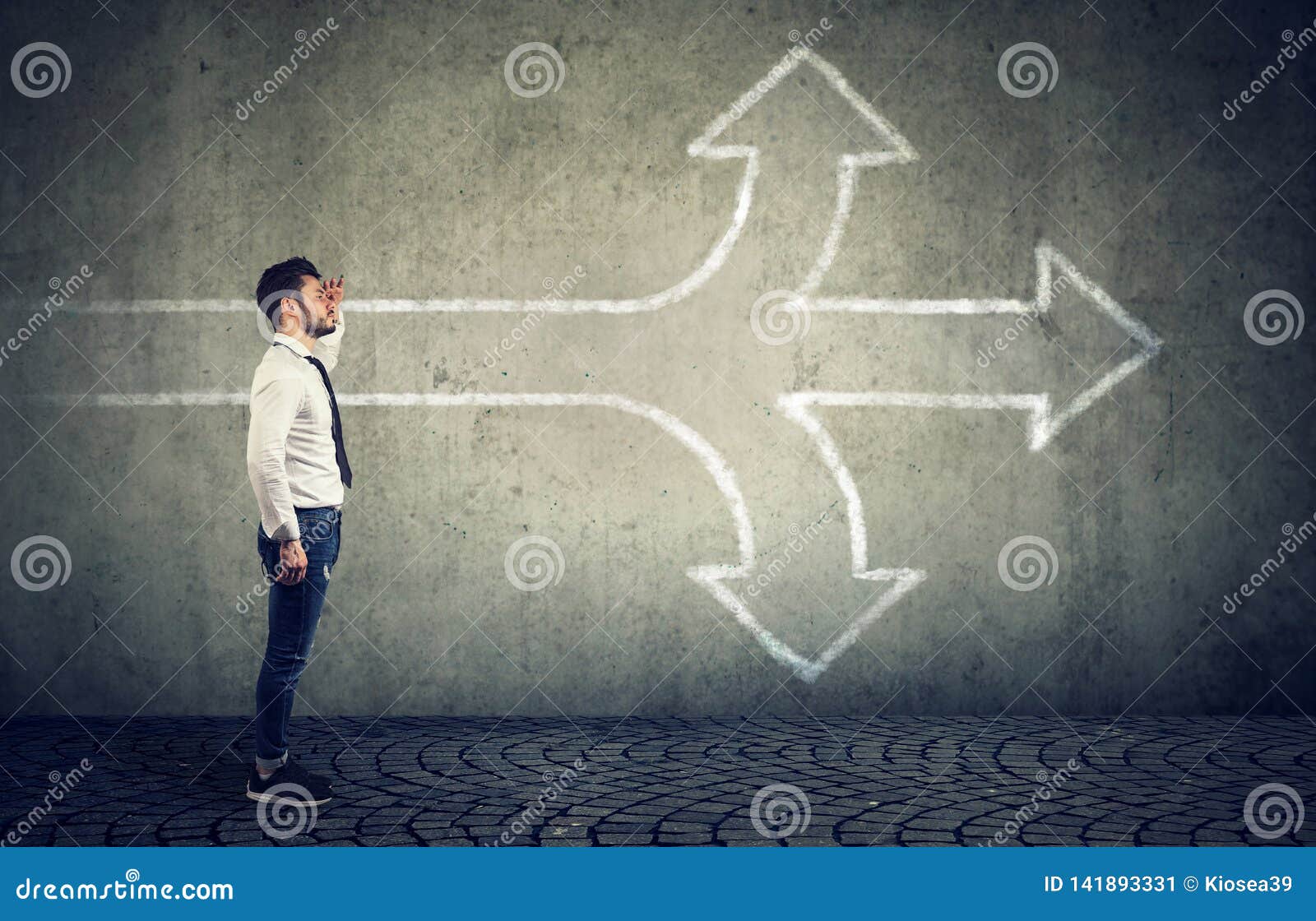 Confident Businessman Looking into the Future at Crossroad Stock Image ... Confident Businessman Looking into the Future at Crossroad Stock Image ...