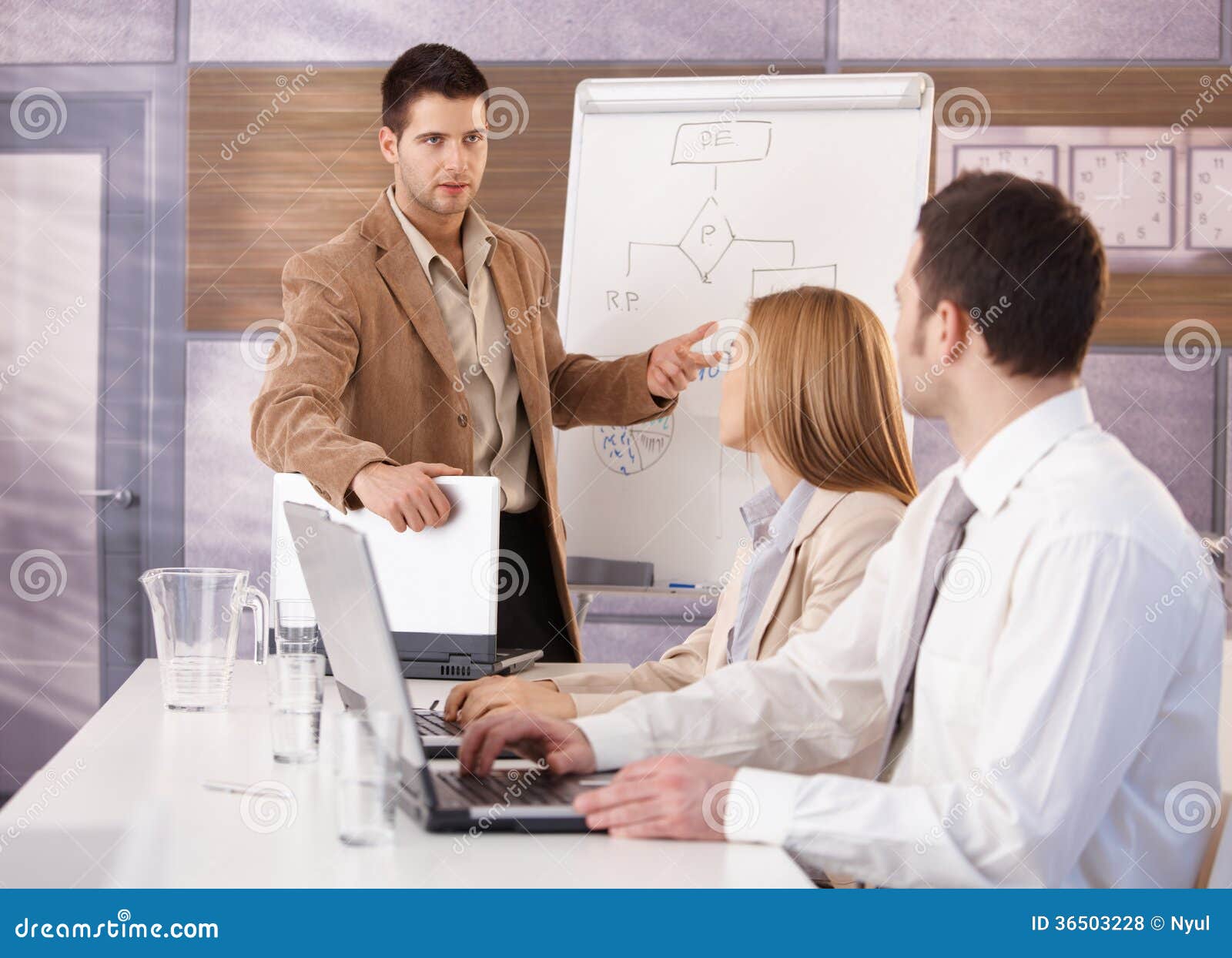Confident Businessman Presenting To Colleagues Stock Photo - Image of ...