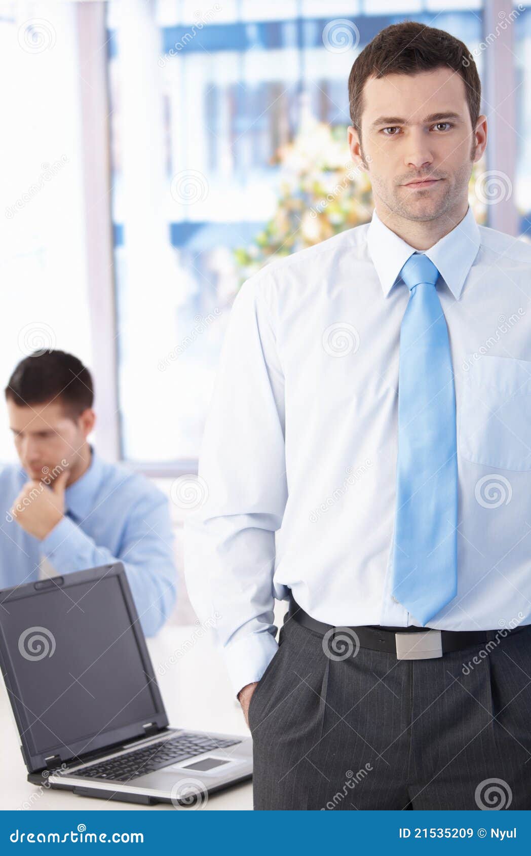 Confident Businessman Standing in Office Stock Image - Image of indoors ...