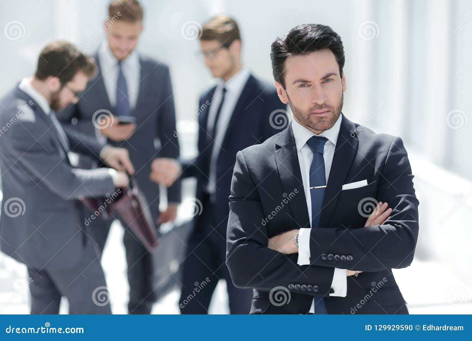 Confident Businessman Standing in the Office Stock Photo - Image of ...