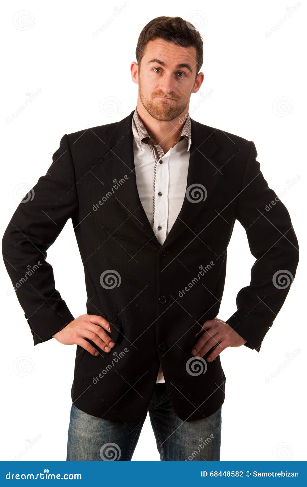 Confident Businessman Standing Thinking, Searching Solution. Con Stock ... Confident Businessman Standing Thinking, Searching Solution. Con Stock ...