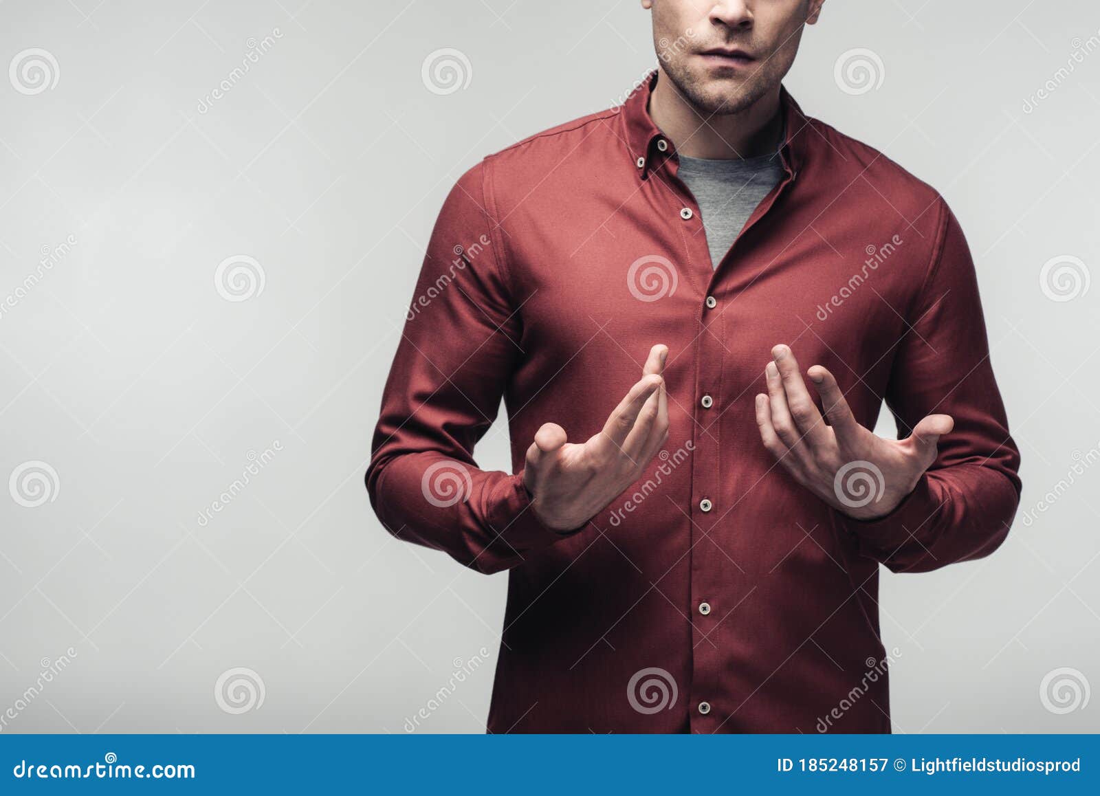 Businessman Using Body Language and Gesturing with Hands Isolated on ...