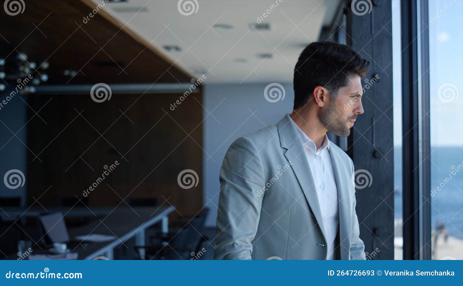 Confident Businessman Watching Sea View. Ceo Thinking Analyzing and ...