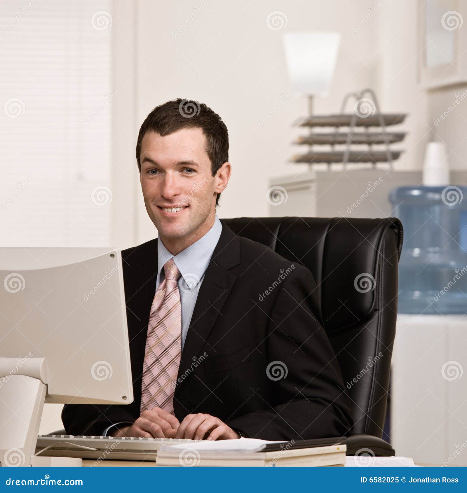 Confident Businessman Working on Computer Stock Image - Image of ...
