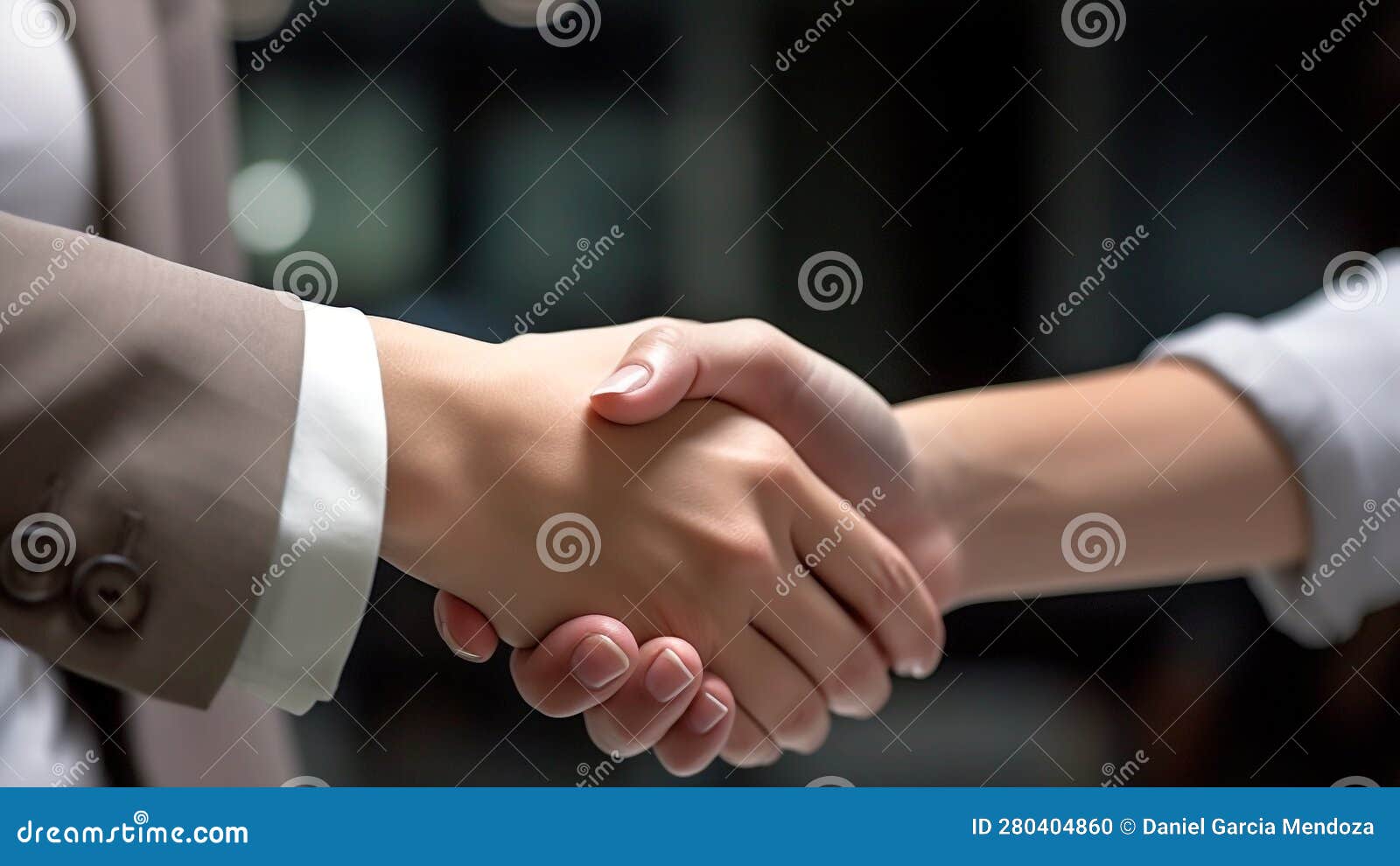 Businesswoman and Professional Man Exchange Handshakes at Office ...