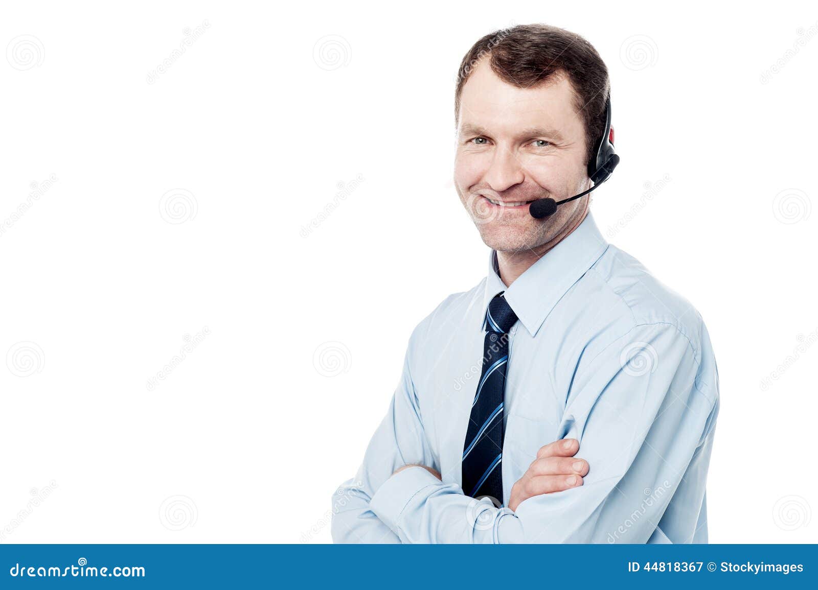 Confident Call Center Operator Isolated on White Stock Image - Image of ...