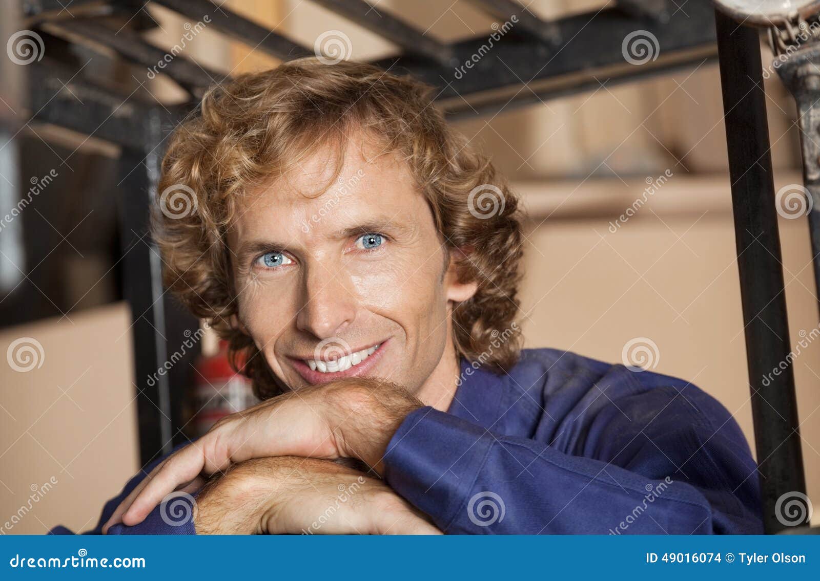 Confident Carpenter Smiling in Forklift Stock Photo - Image of closeup ...