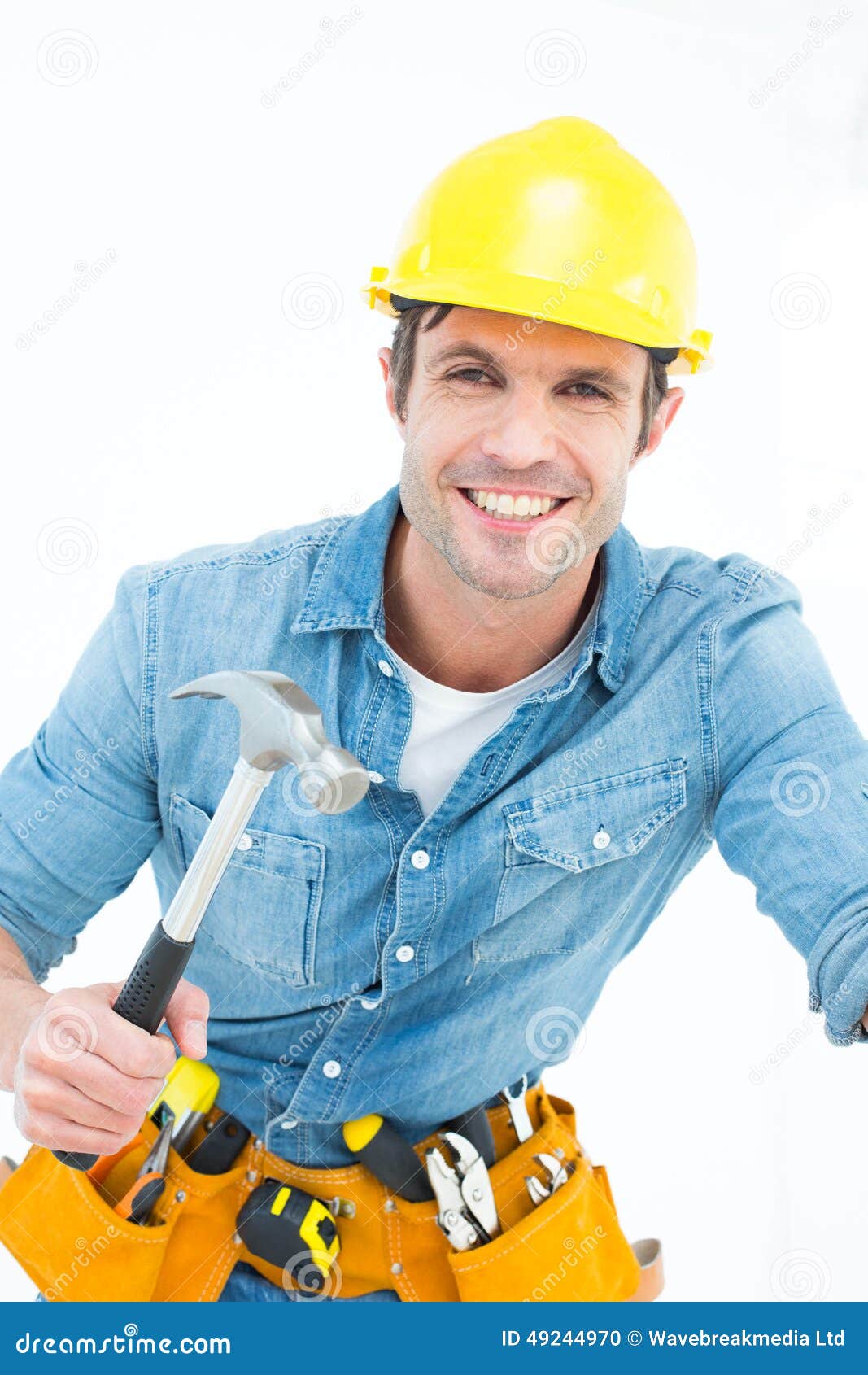 Confident Carpenter Using Hammer Stock Photo - Image of adult, looking ...
