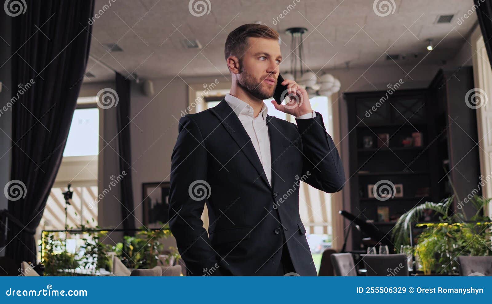 Confident Ceo Manager Calling by Smartphone Having Conversation. Stock ...