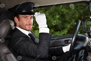 Confident Chauffeur in Elegant Automobile Stock Image - Image of ...