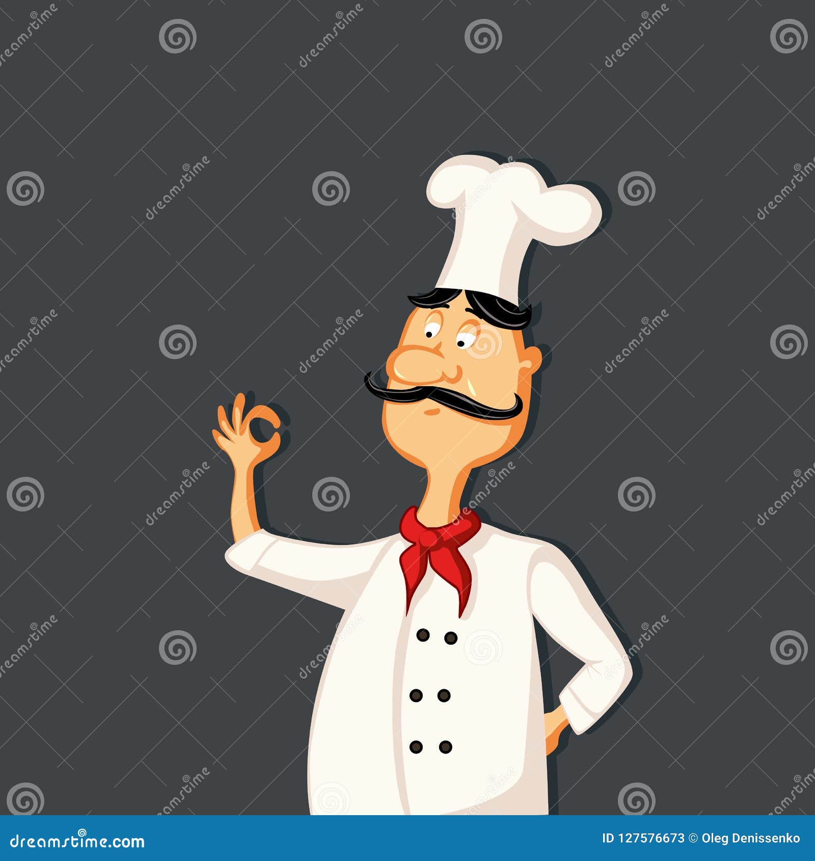 Confident Chef Gesturing Ok Sign Illustration Stock Illustration