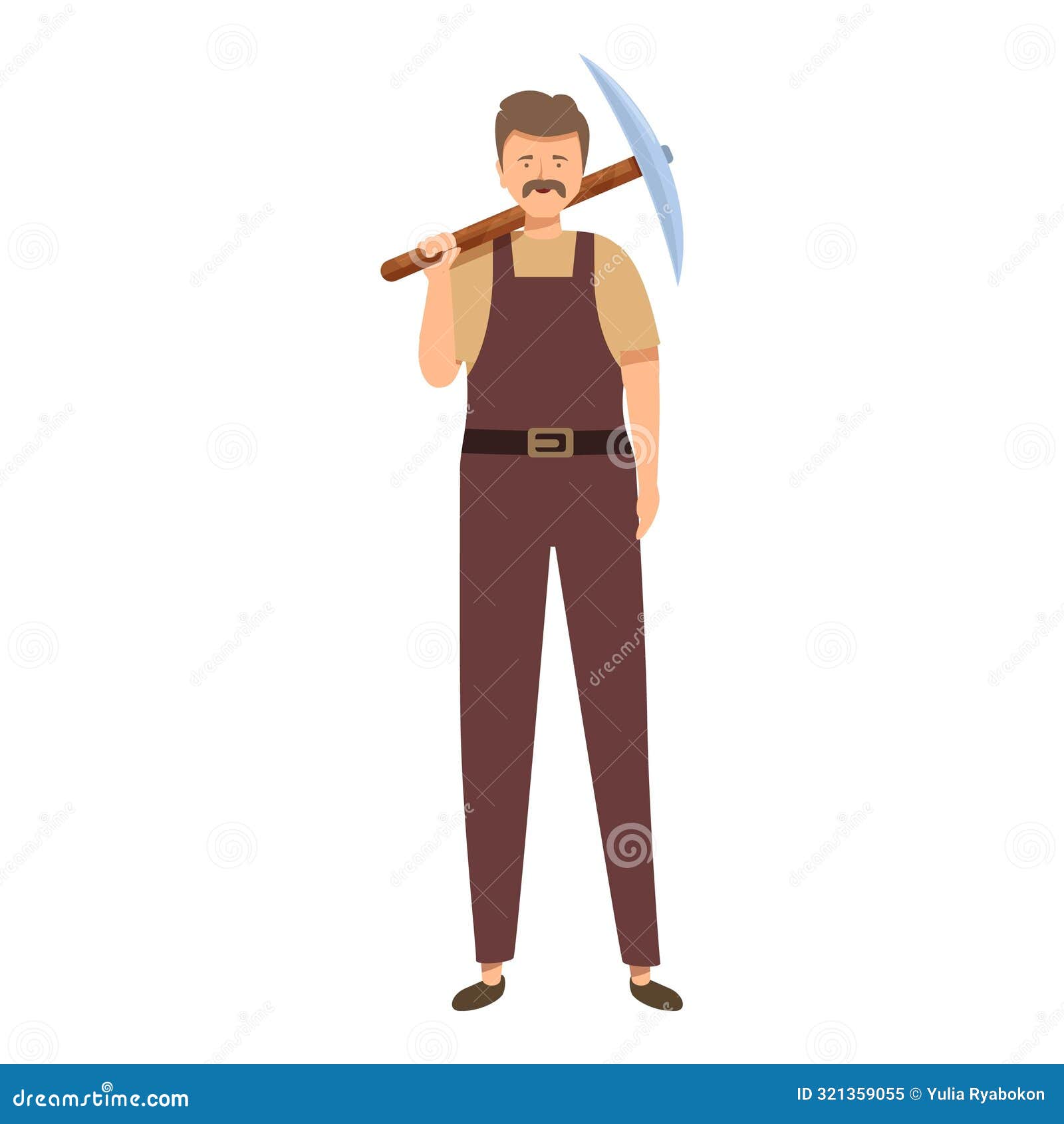 Confident Coal Miner Standing Holding Pickaxe Over Shoulder Stock ...