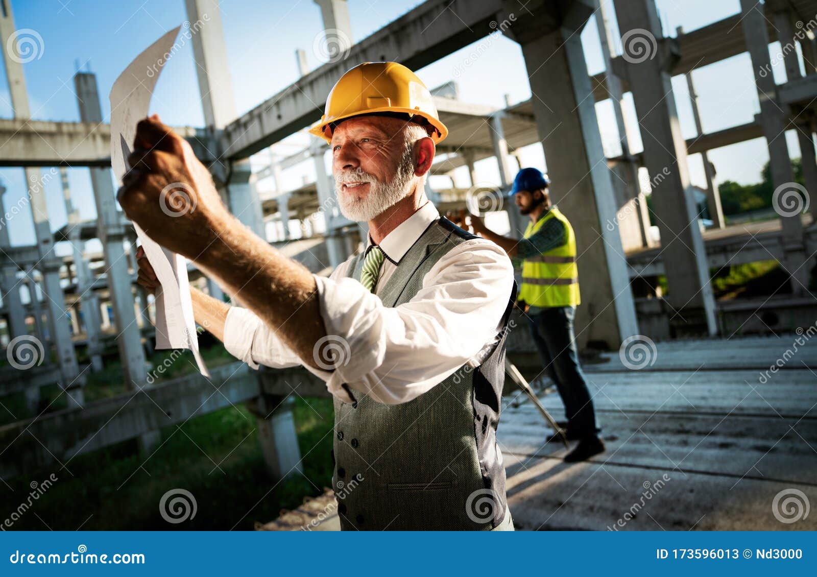 Confident Construction Engineer, Architect, Businessman in Hardhat ...