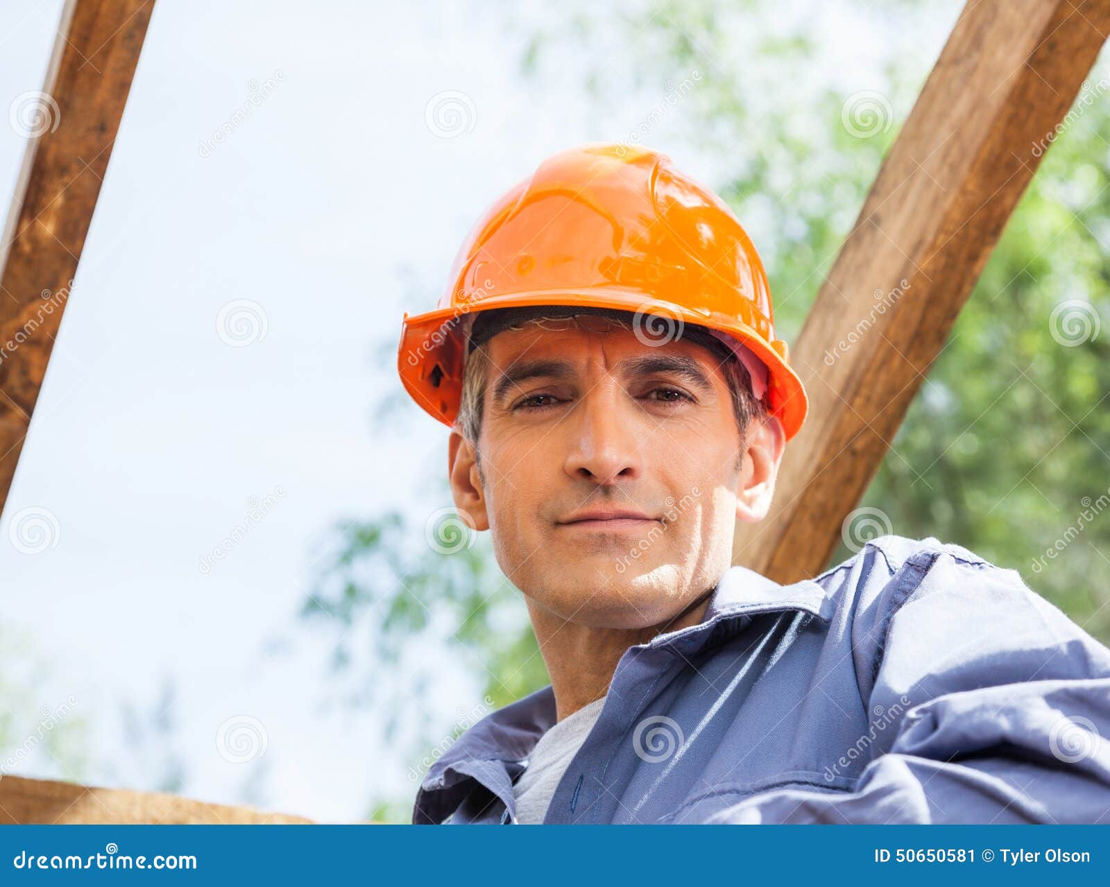 Confident Construction Worker Stock Image - Image of person, framework ...