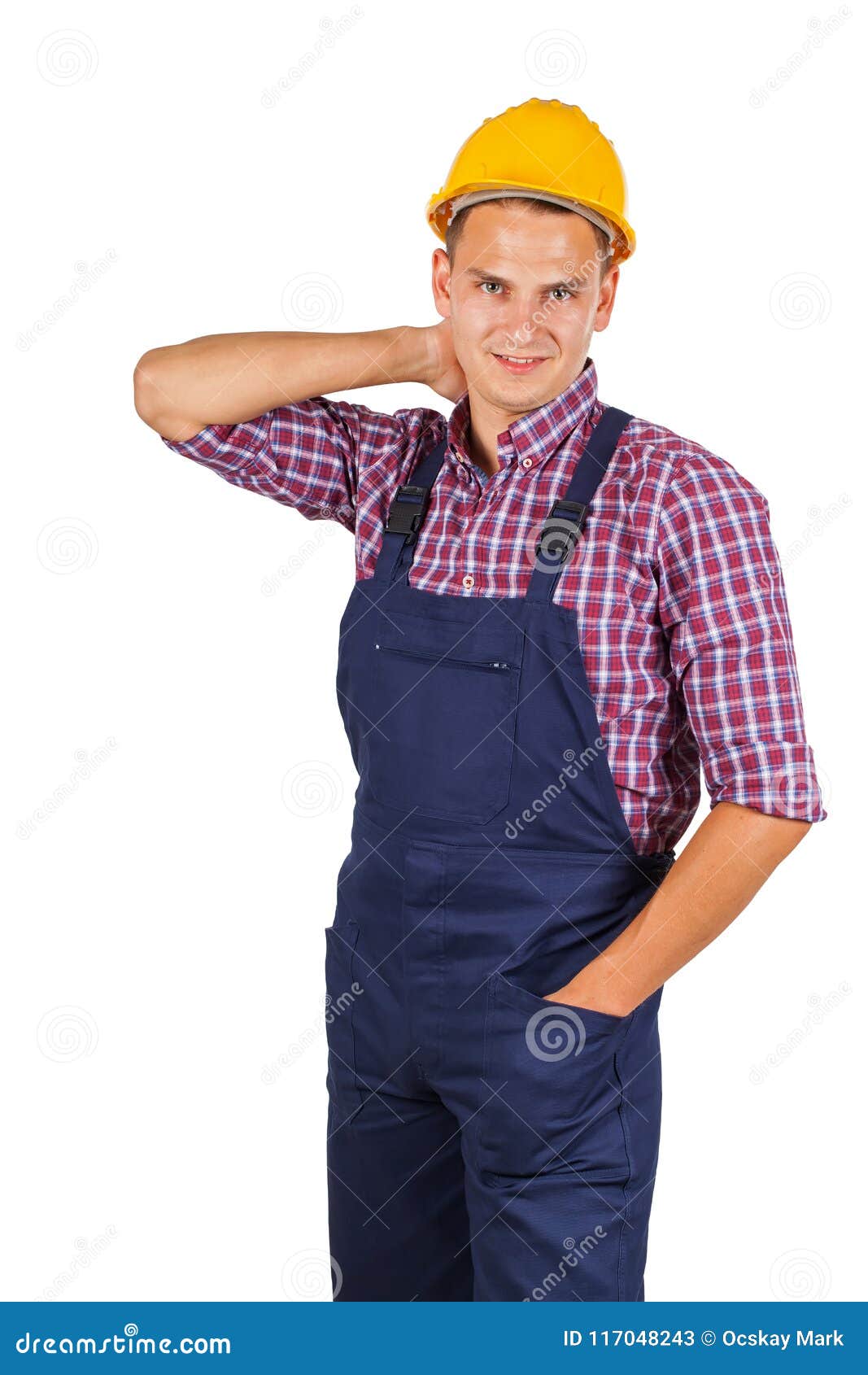 Construction Worker on Isolated Stock Image - Image of outwear ...