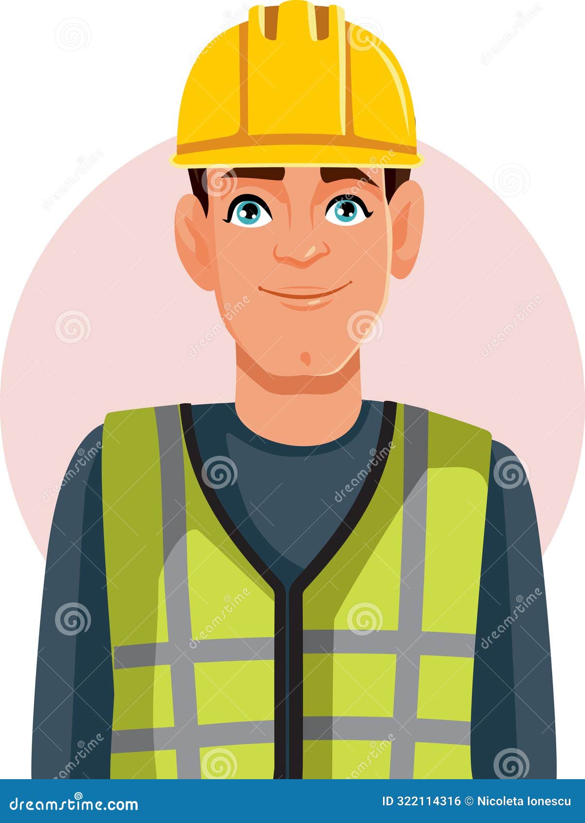 Happy Worker Smiling Wearing Protective Workwear Vector Cartoon Stock ...