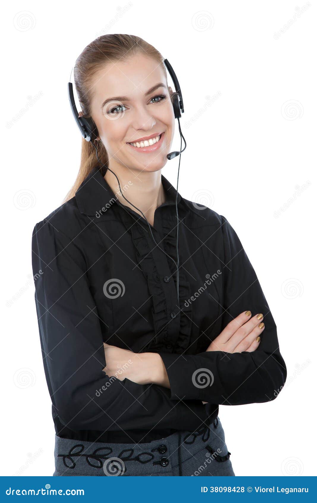 Confident Customer Service Representative. Black Short and Friendly ...