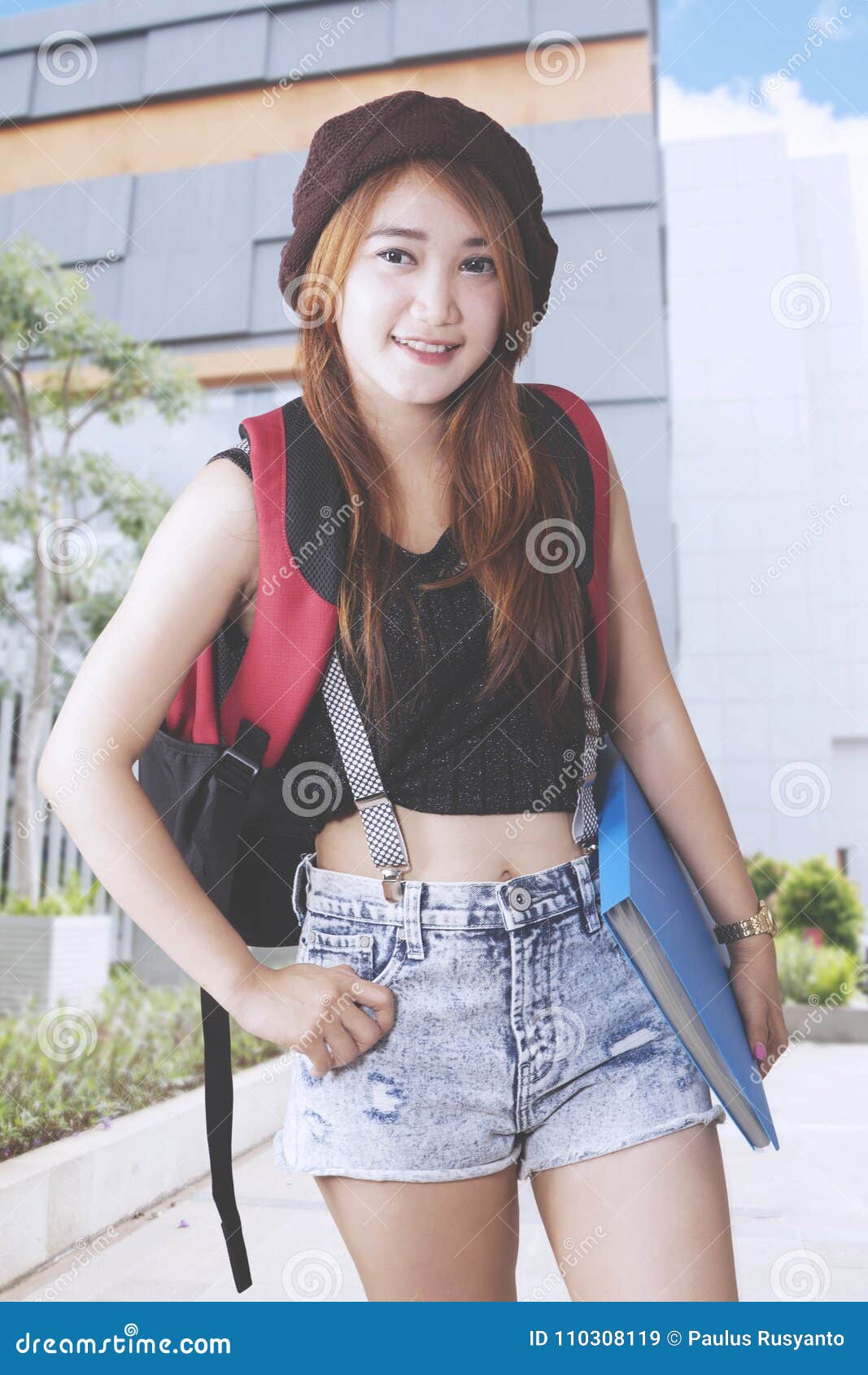 Confident Design Student with Backpack and Folder Stock Image - Image ...