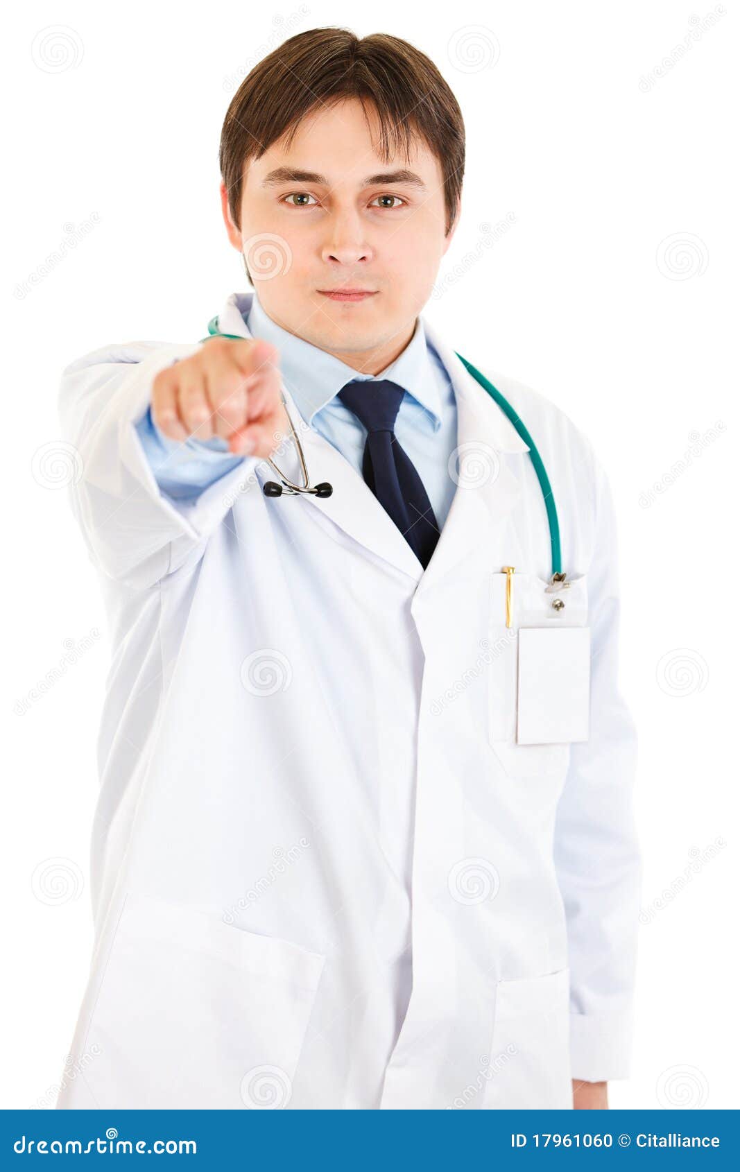 Confident Doctor Pointing Finger at You Stock Photo - Image of medicare ...