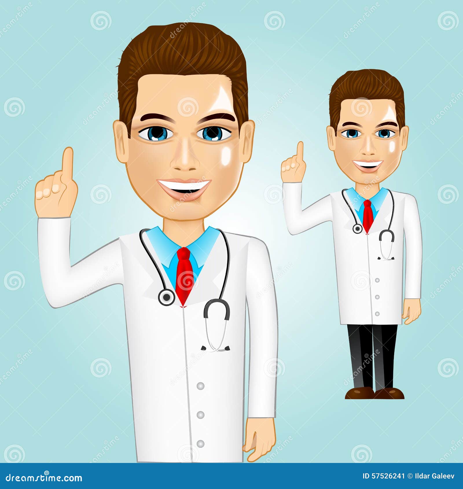Confident Doctor Pointing Up Stock Vector - Illustration of health ...