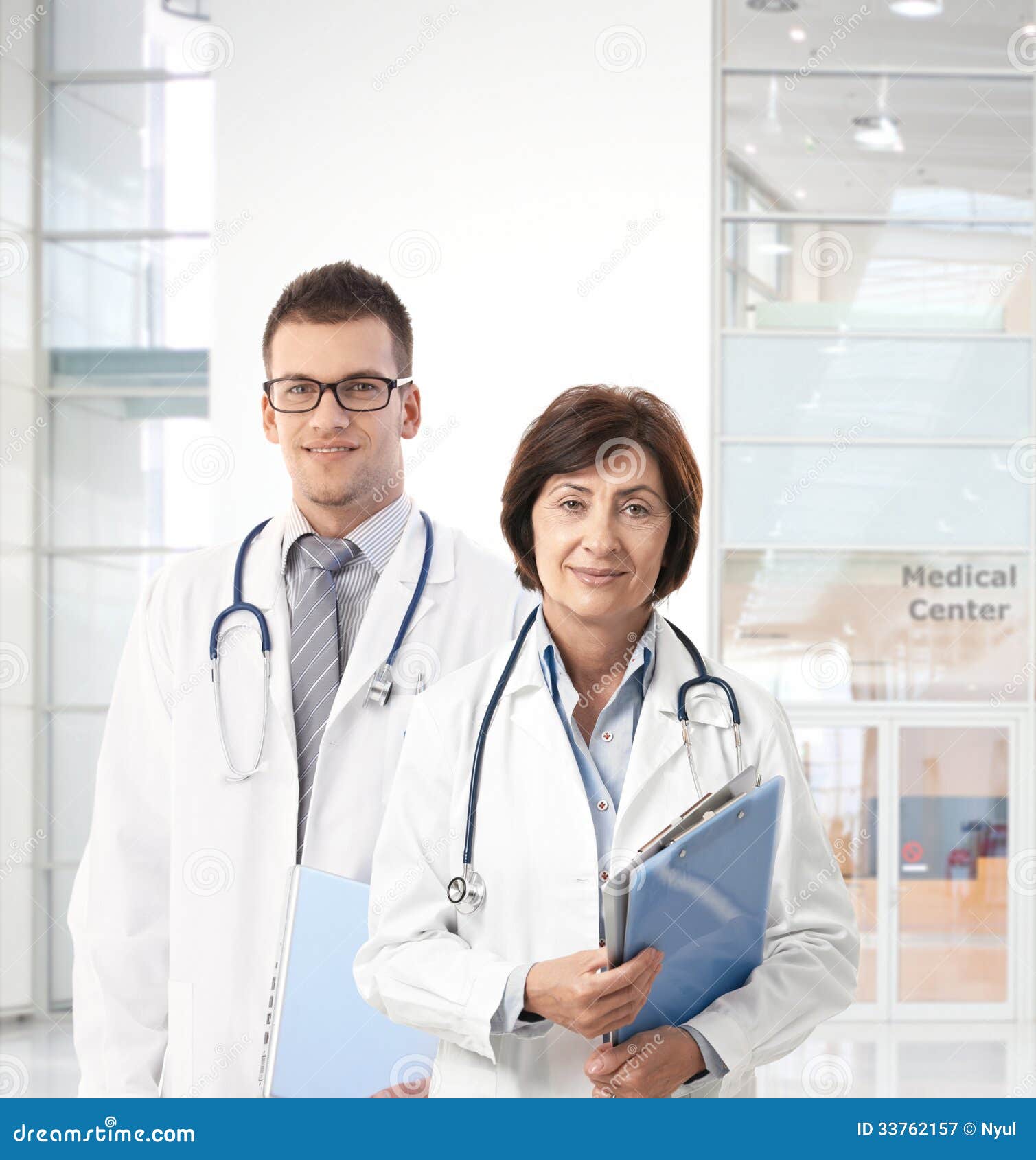 Confident Doctors in Medical Center Stock Image - Image of corridor ...
