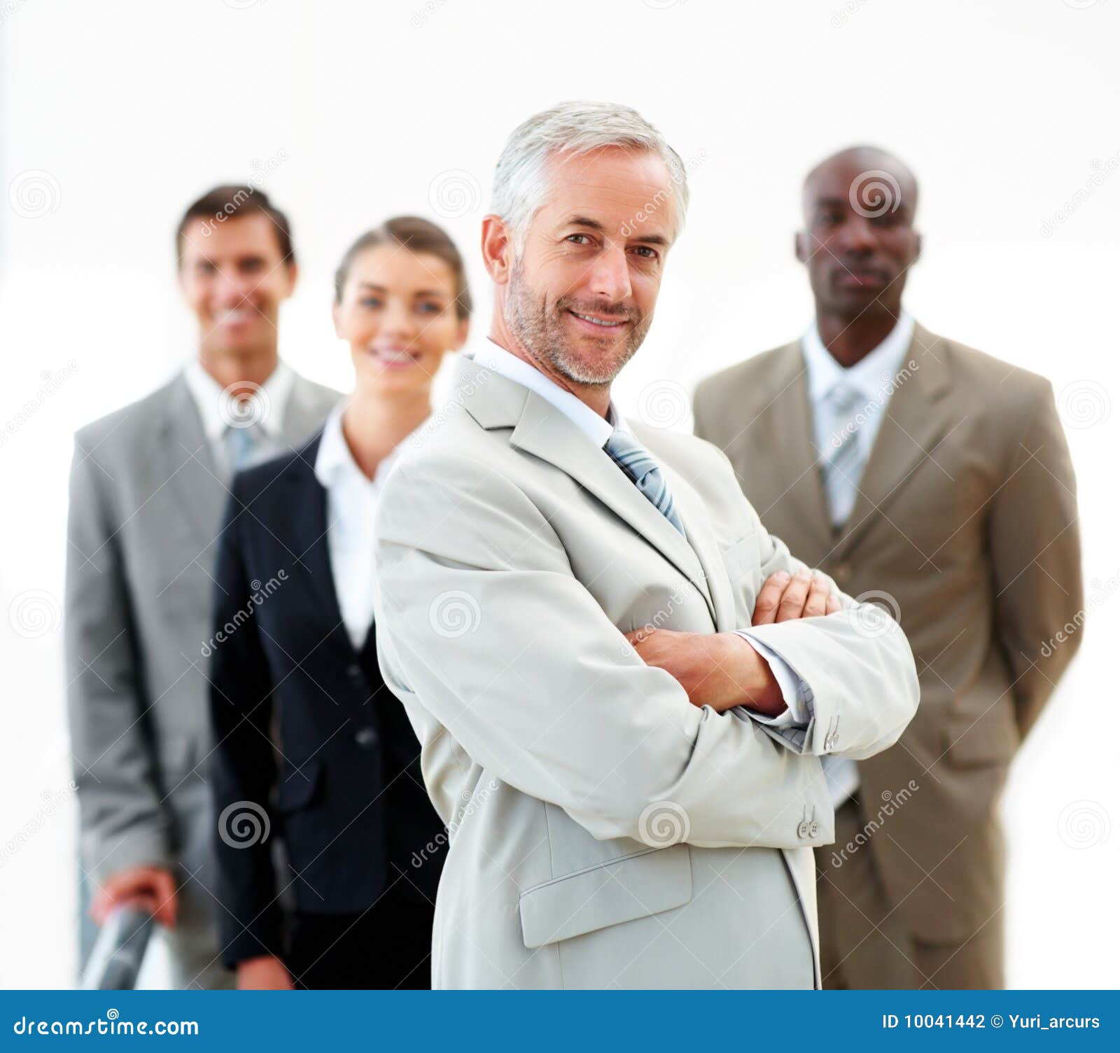 Confident Elderly Business Man with His Team Stock Photo - Image of ...