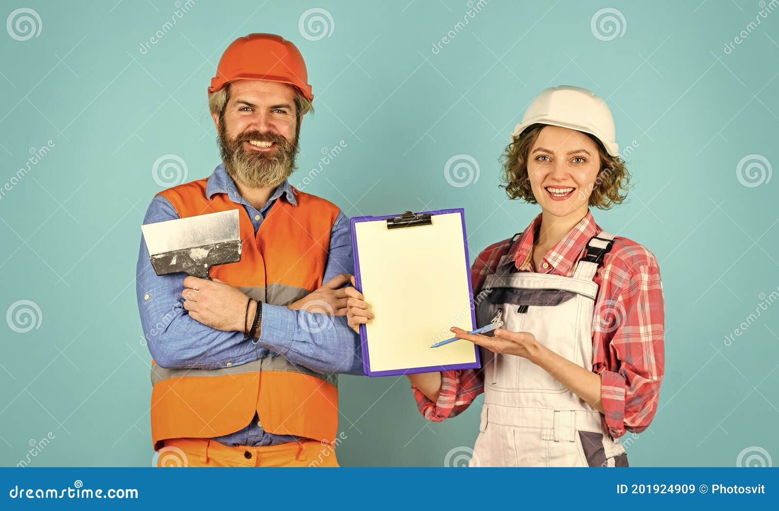 Confident Electrical and Technician. Engineers Couple Working Together ...