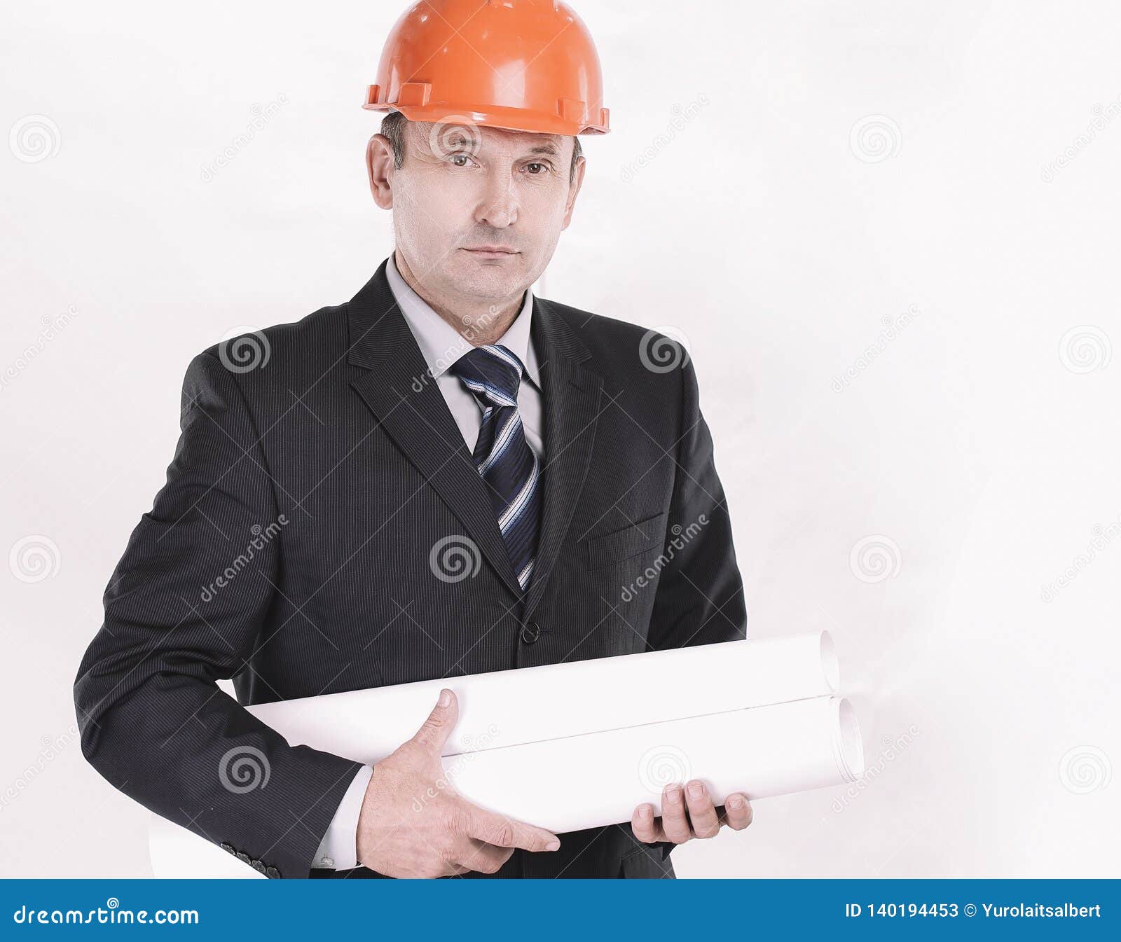 Confident Engineer with the Drawings of the New Project Stock Image ...