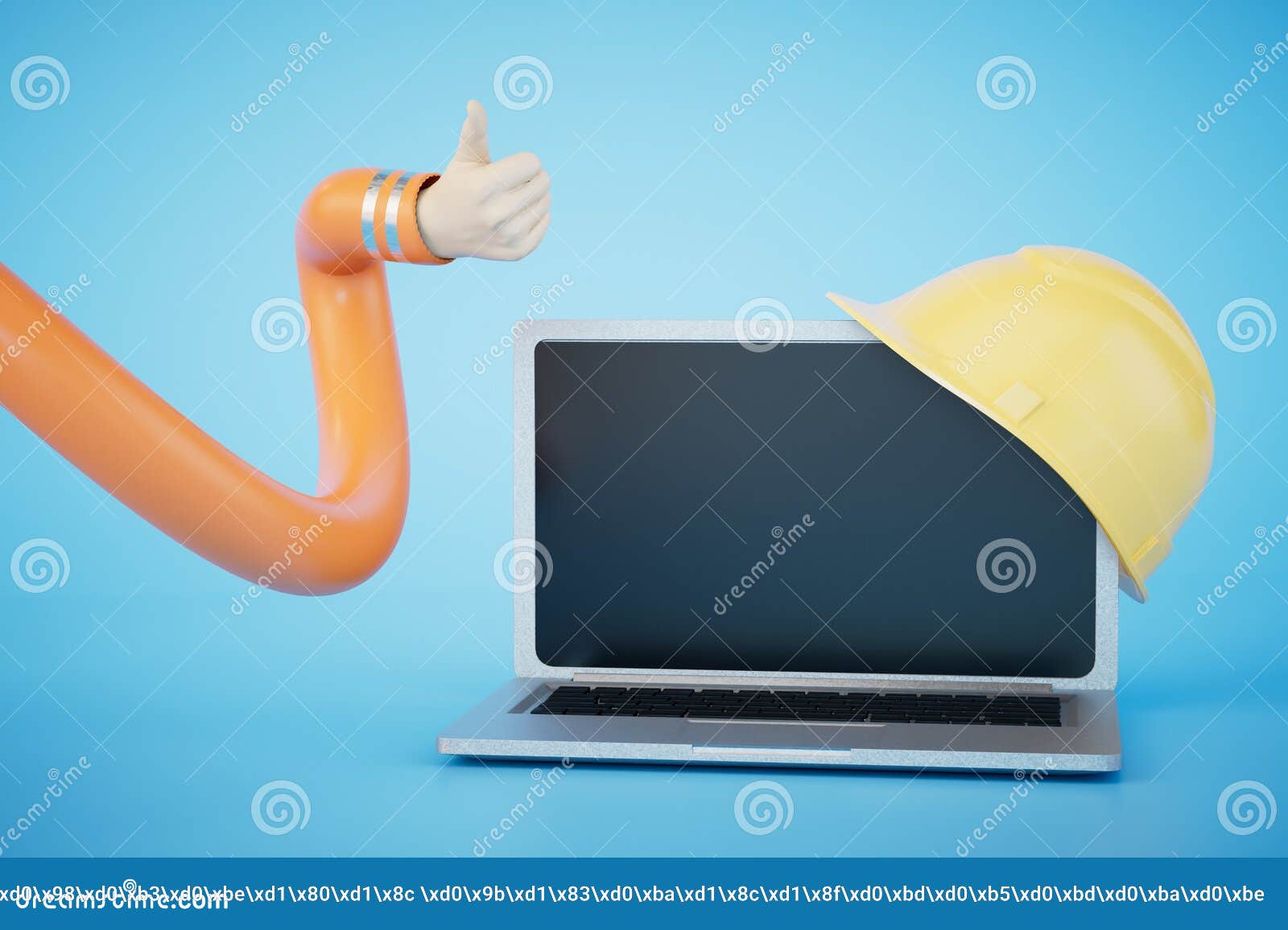 Confident Engineer Holding Laptop Computer in a Warehouse. 3d Render ...