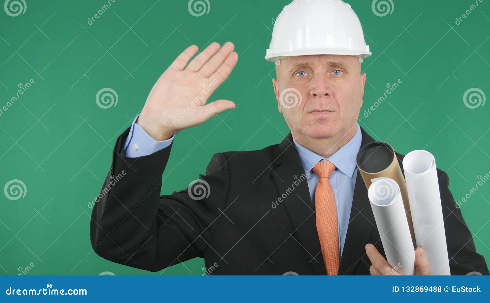 Engineer Image Make Welcome Hand Gestures Stock Photo - Image of ...