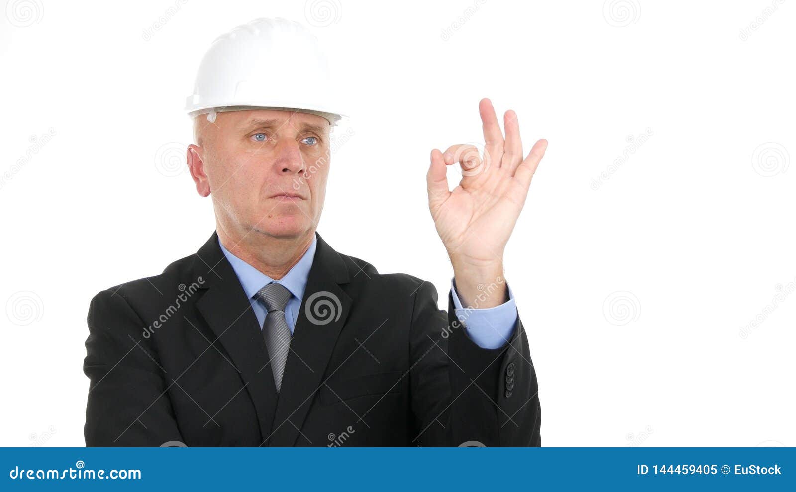 Confident Engineer Make Good Job Hand Sign Ok Gestures Stock Image ...