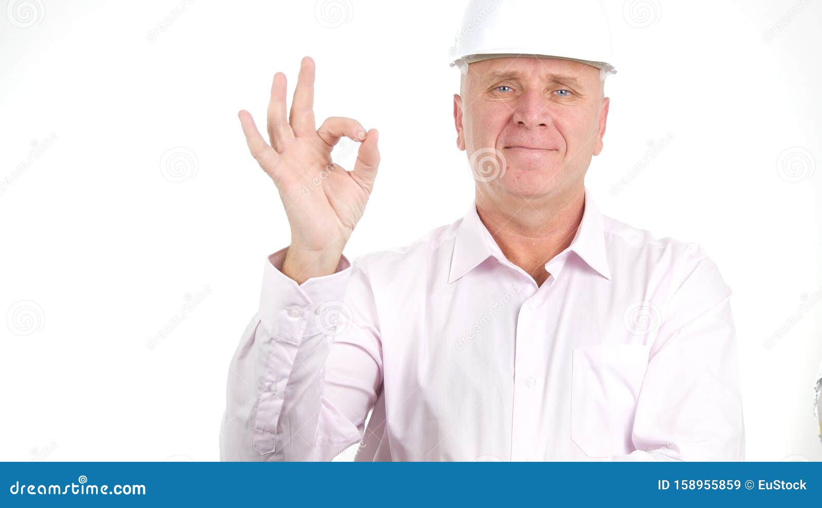 Confident Engineer Make Good Job Sign with a Hand Gestures Stock Image ...