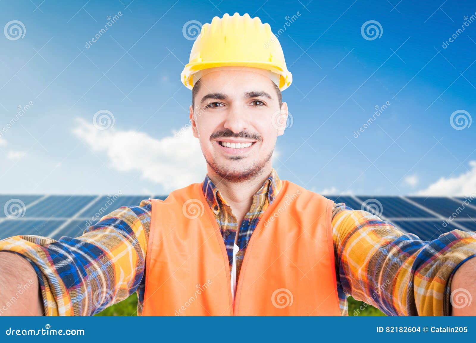Confident Engineer Taking a Self Portrait Stock Photo - Image of ...