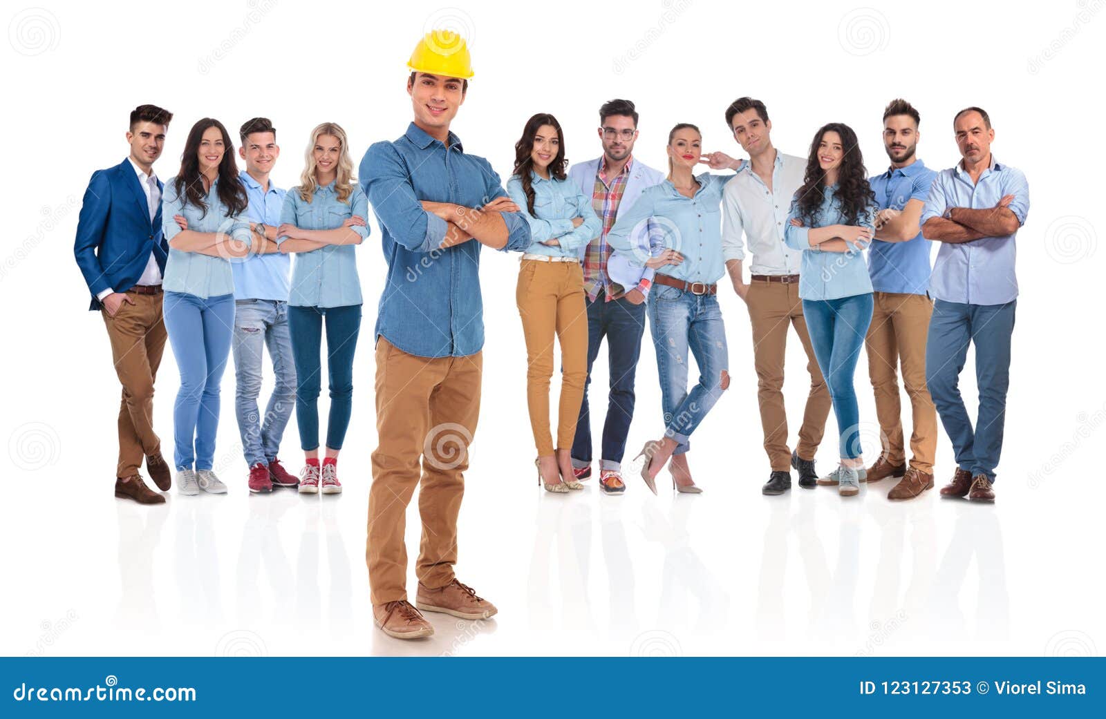 Confident Engineer Team Leader Standing in Front of His Group Stock ...