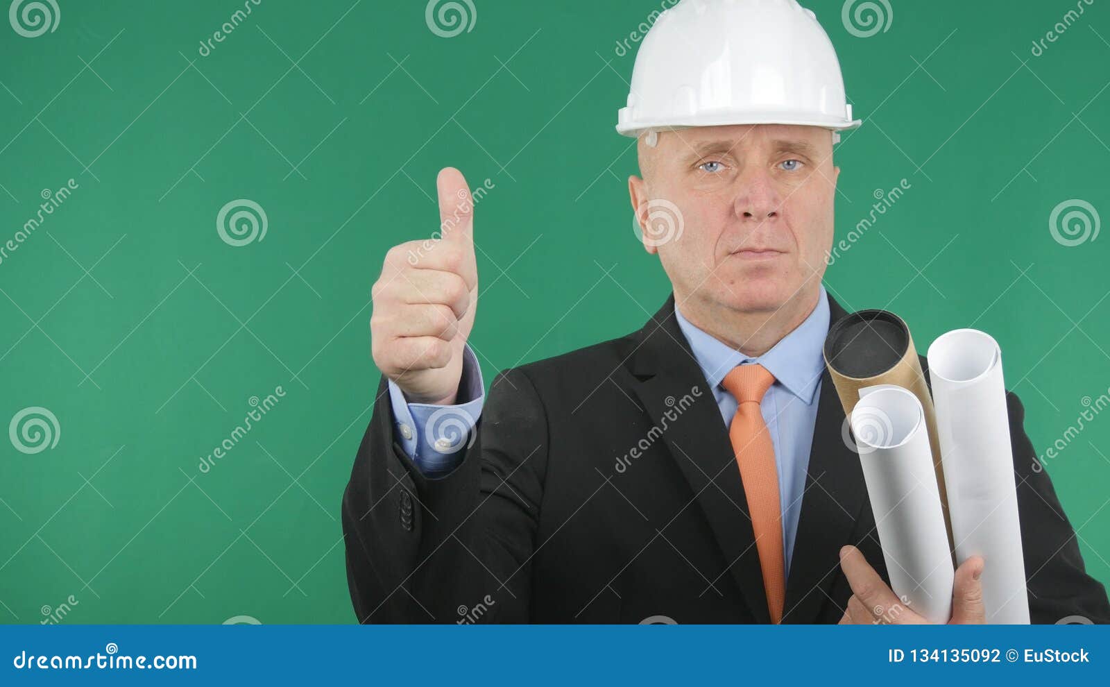 Confident Engineer Thumbs Up with Green Screen in Background Stock ...