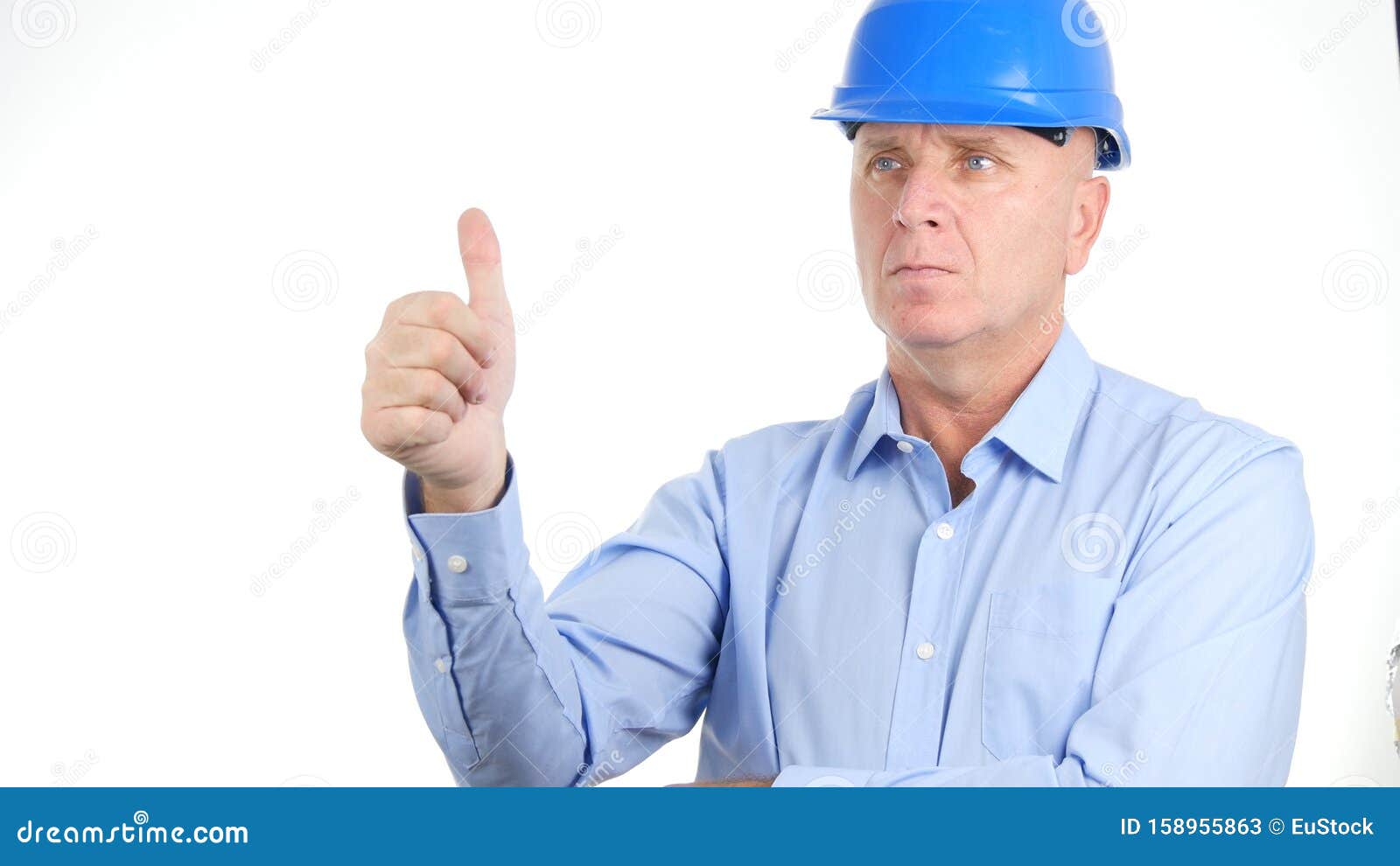 Confident Engineer Thumbs Up Making a Good Job Hand Gestures Stock ...