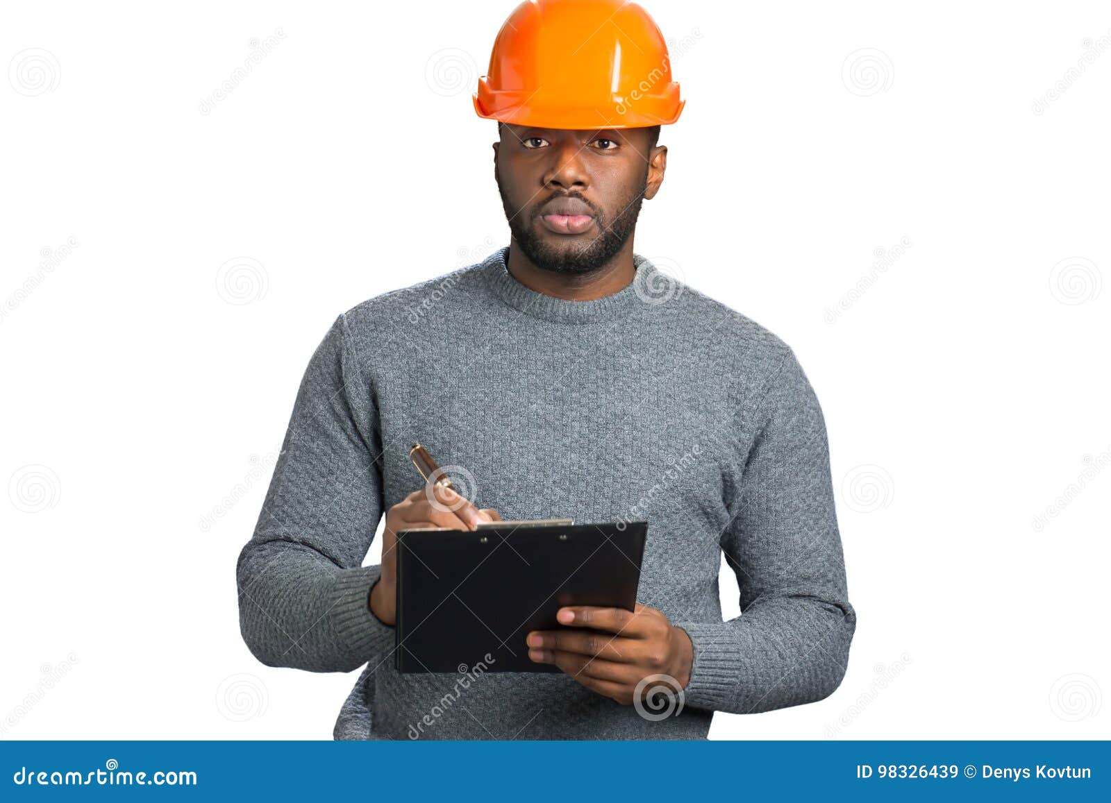 Confident Engineer Writing on Clipboard. Stock Image - Image of manager ...