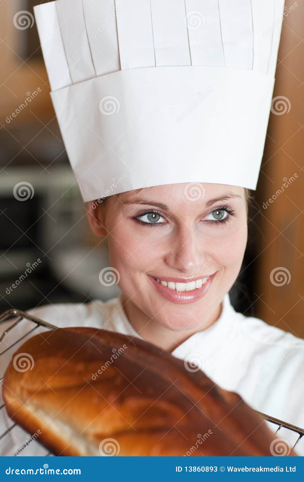 Confident Female Chef Baking Bread Stock Image - Image of fibre, aroma ...