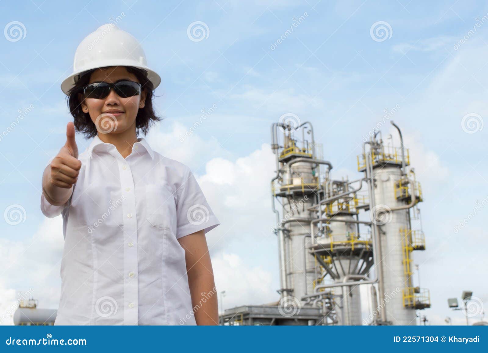 Confident Female Engineer Giving Thumb Up. Stock Photo - Image of asian ...