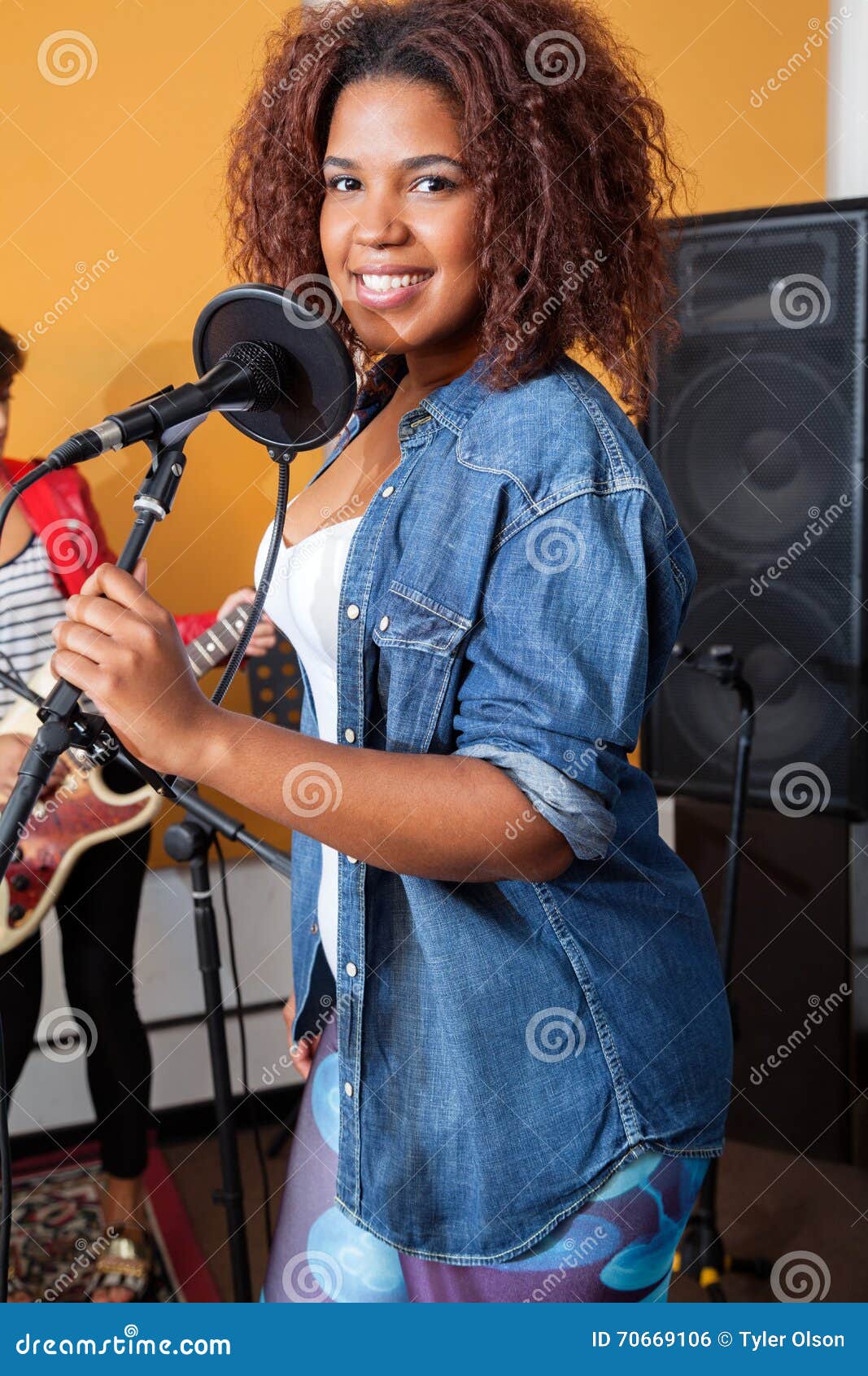 Confident Female Singer in Recording Studio Stock Photo - Image of ...