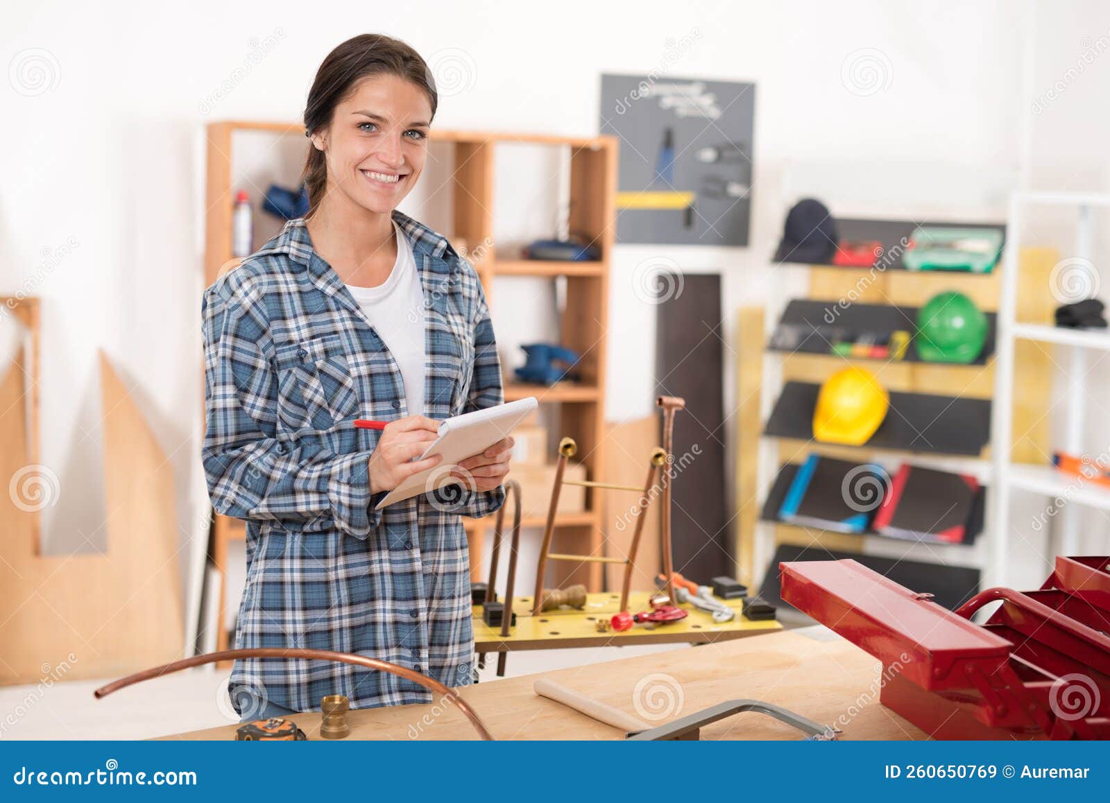 Confident Female Supervisor Holding Clipboard Stock Image - Image of ...