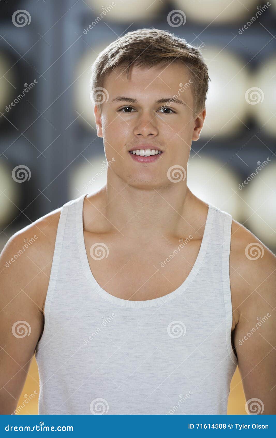 Confident Fit Man Smiling in Gym Stock Photo - Image of sporty, aerobic ...