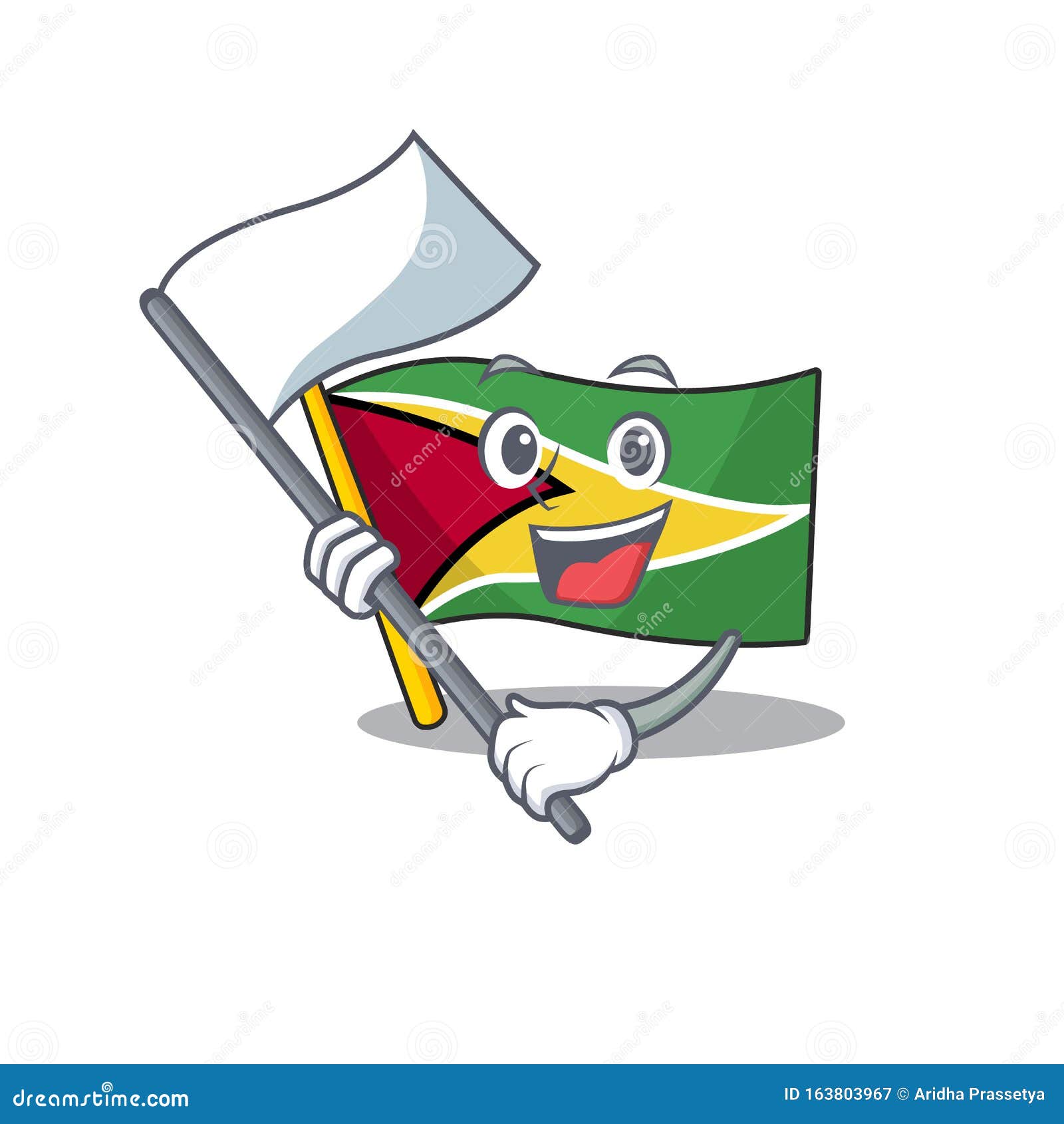 Confident Flag Guyana Bring Flag Cartoon Character Style Stock Vector ...