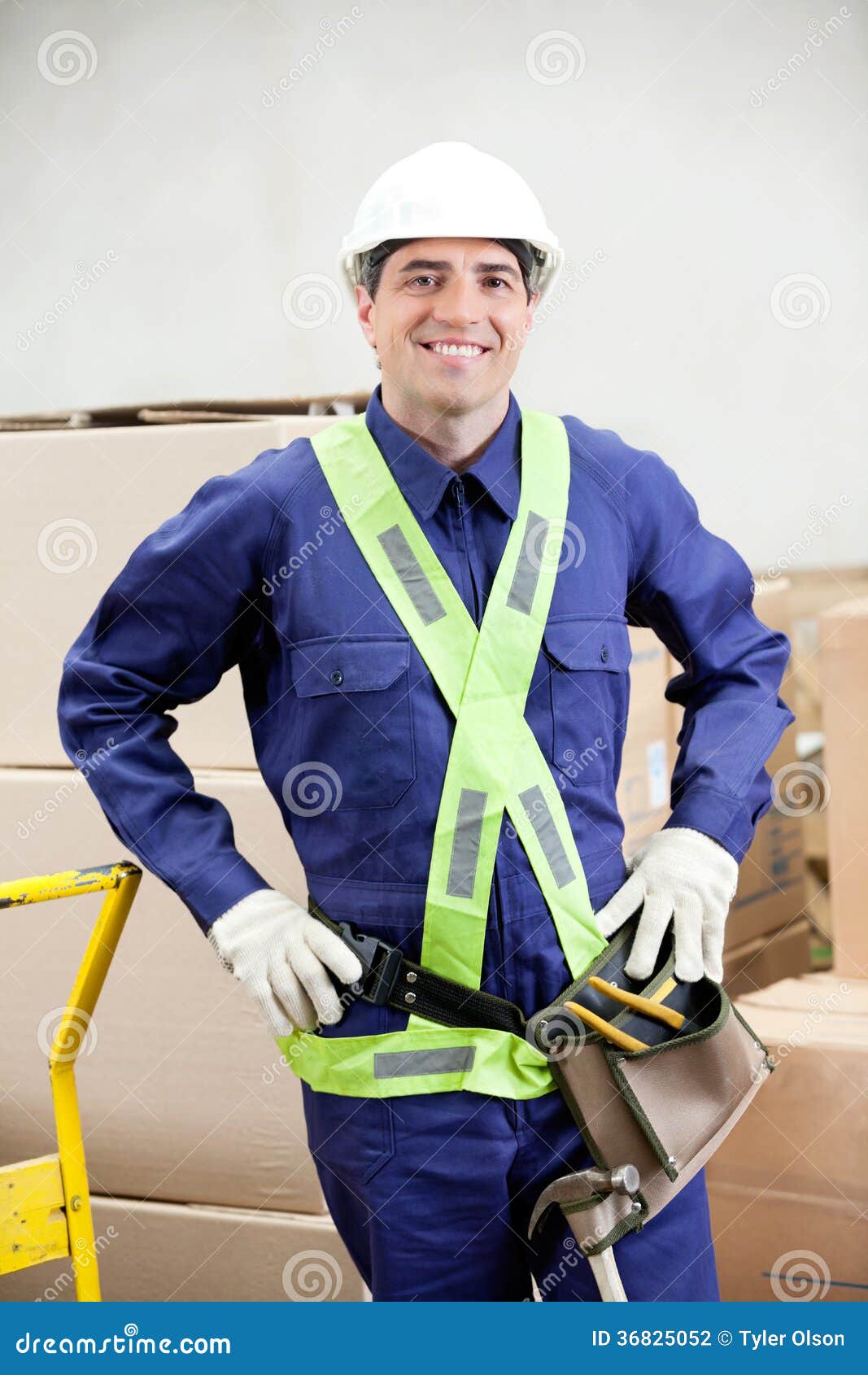 Confident Foreman in Protective Clothing Standing Stock Photo - Image ...